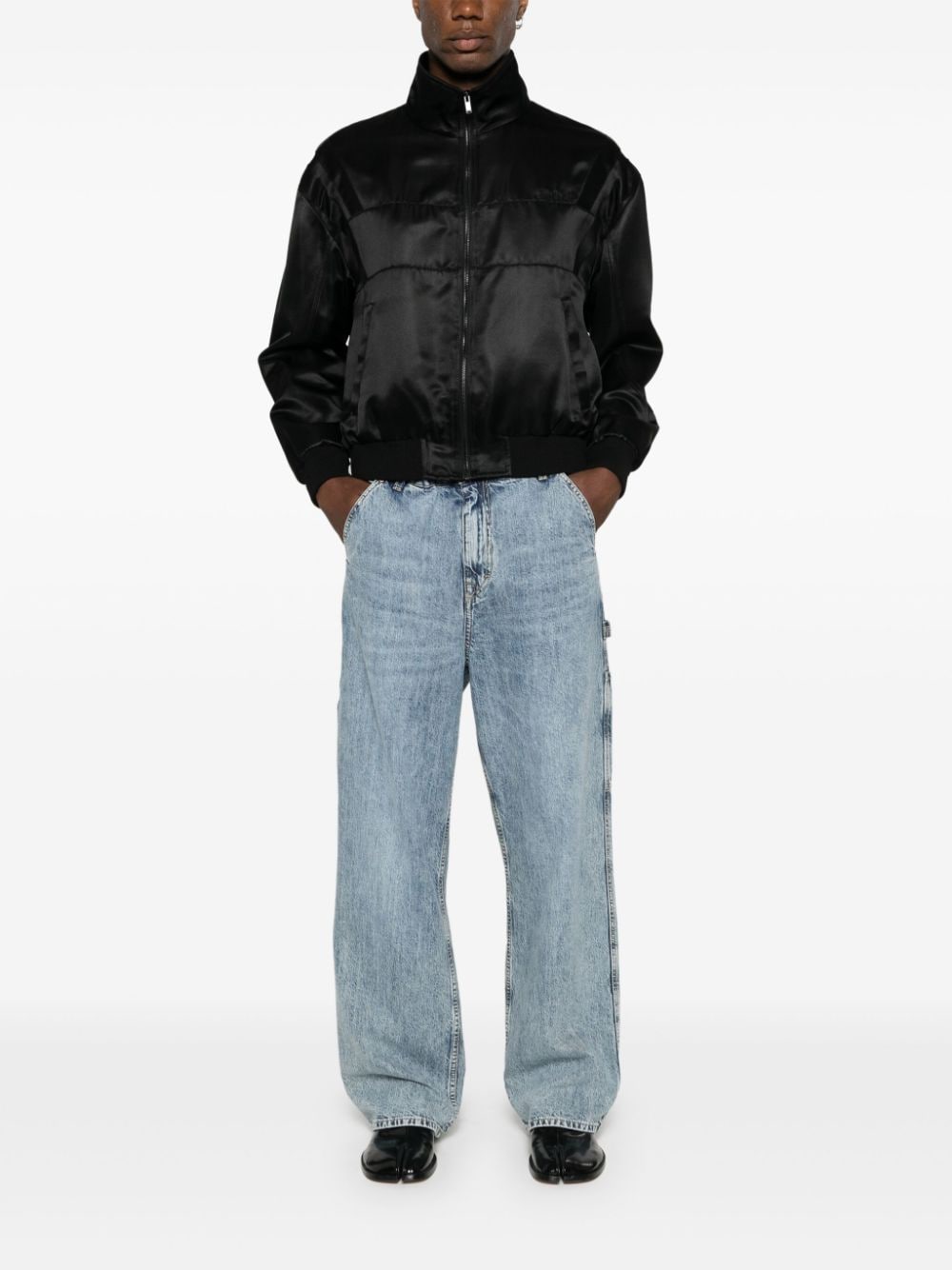 SAINT LAURENT Saint Laurent Logo-Embroidered Satin Bomber Jacket