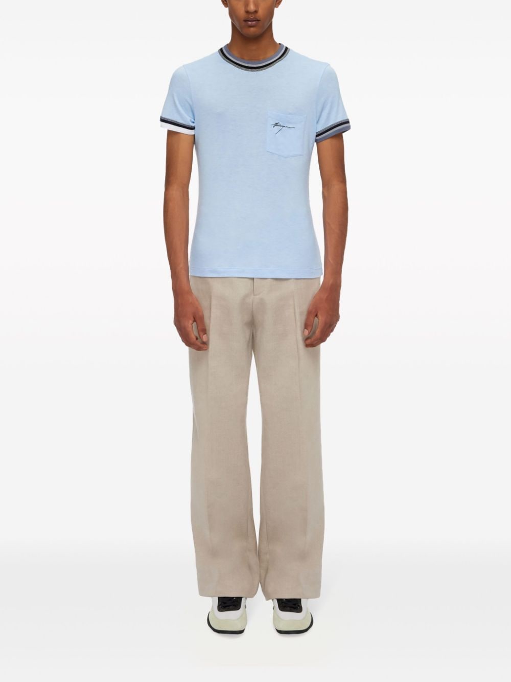 SALVATORE FERRAGAMO stripe-tipping jersey t-shirt