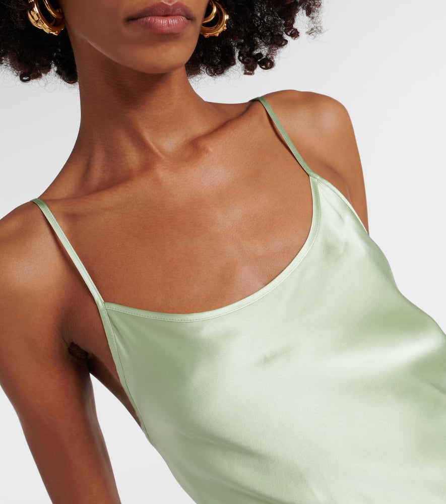 Victoria Beckham Satin Slip Dress In Green - 30% Off | Editorialist
