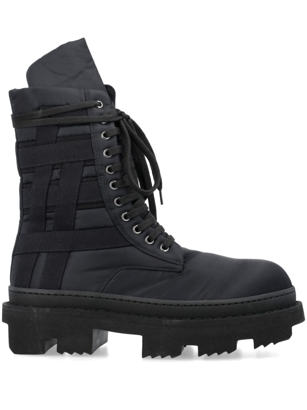 Rick Owens Army Megatooth Lace-Up Boots In Black - 51% Off