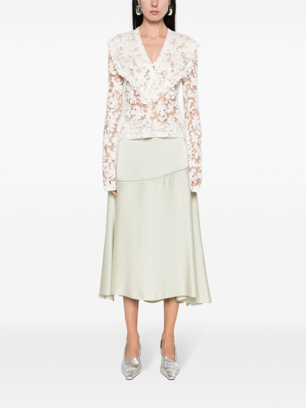 PHILOSOPHY DI LORENZO SERAFINI Philosophy Di Lorenzo Serafini Floral-Devoré Semi-Sheer Blouse