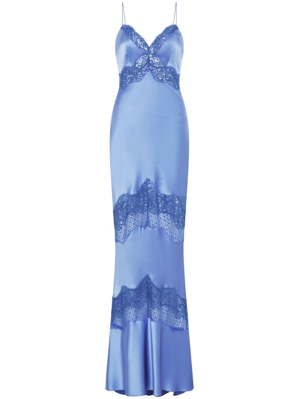 self portrait lace blue dress self-portrait - Blue Lace Satin Maxi Dress main image 1