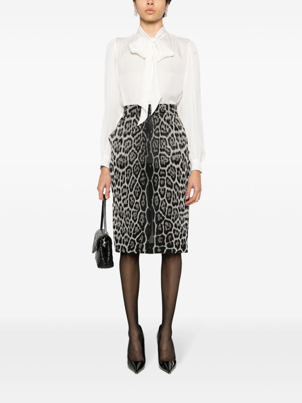 SAINT LAURENT Saint Laurent Leopard-Print Silk Skirt