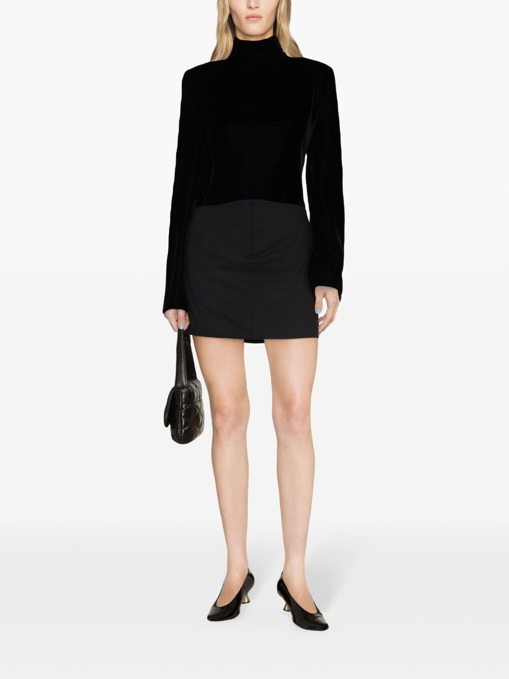 SAINT LAURENT Saint Laurent High-Neck Velvet Blouse