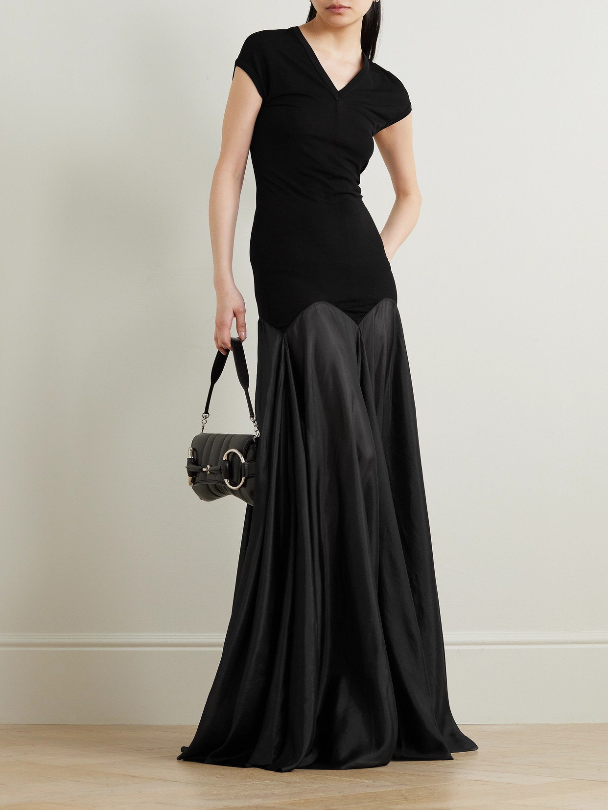 RICK OWENS Lido Divine Stretch-Jersey and Silk-Habotai Gown