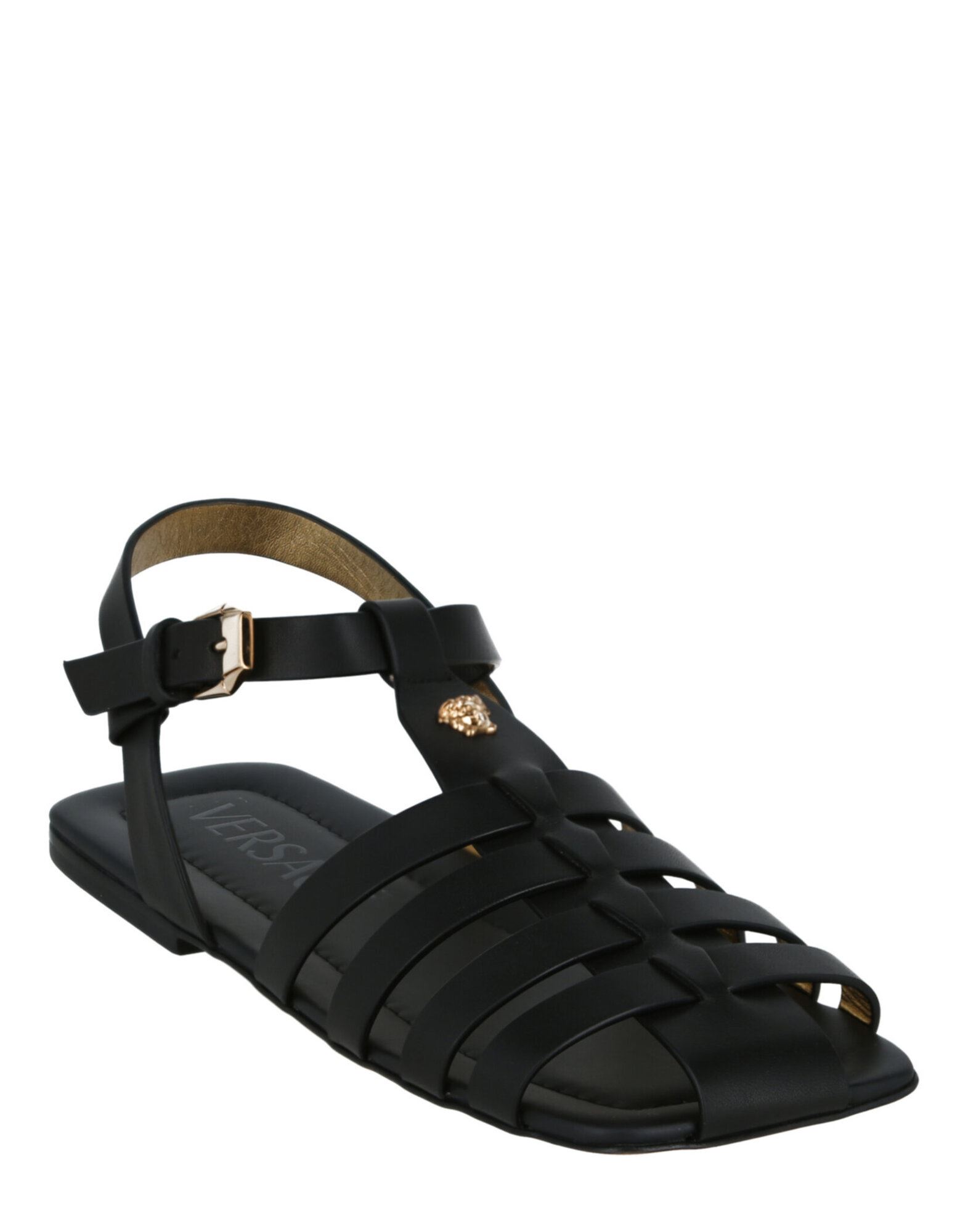 Versace Medusa Black Calf Leather Fisherman Cage Sandals, Men\'s 43 (10 US) Men main image 4