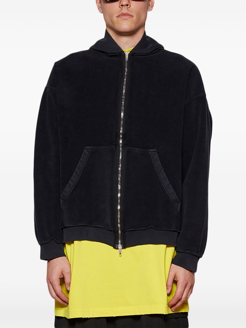 Balenciaga Inside Out Cotton Zipped Hoodie - Black | Editorialist