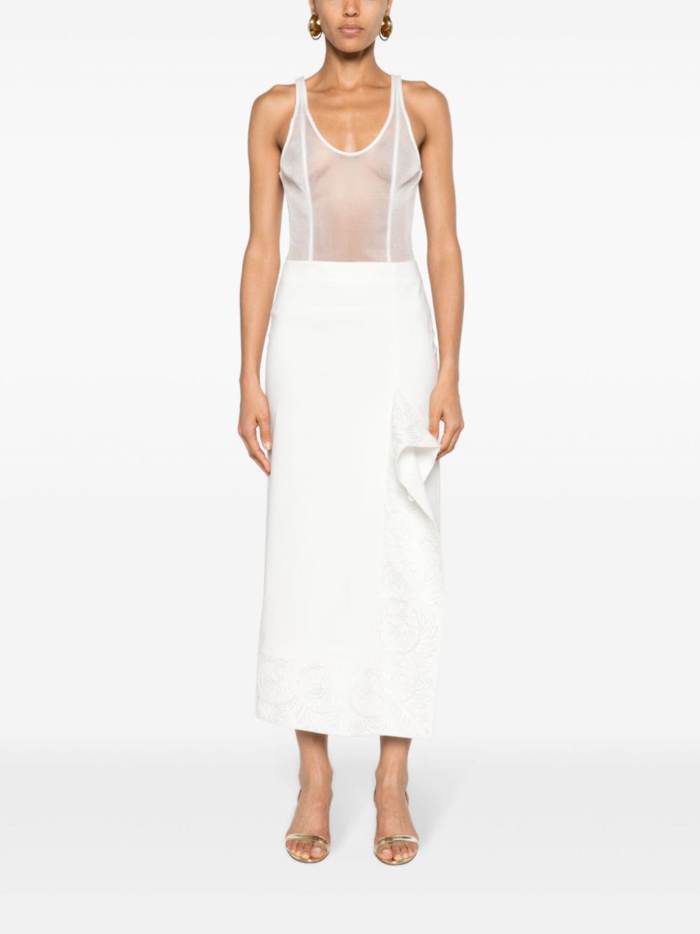 V:PM ATELIER V:PM ATELIER Lynn Floral-Embroidered Pencil Skirt