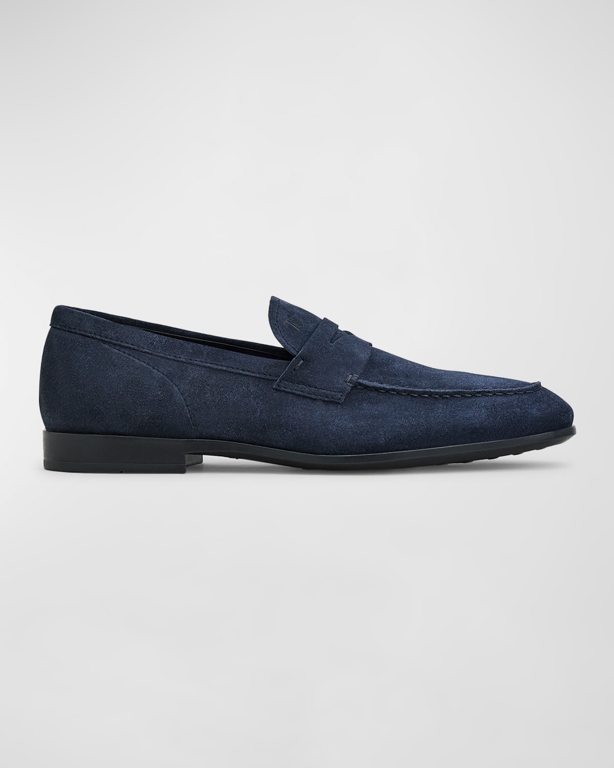 TOD'S Suede Penny Loafers Navy Editorialist