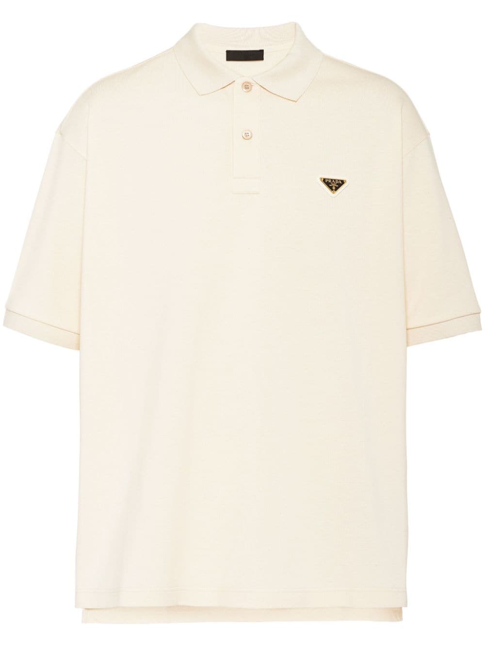 Prada Triangle-Logo Cotton Polo Shirt - Neutrals | Editorialist