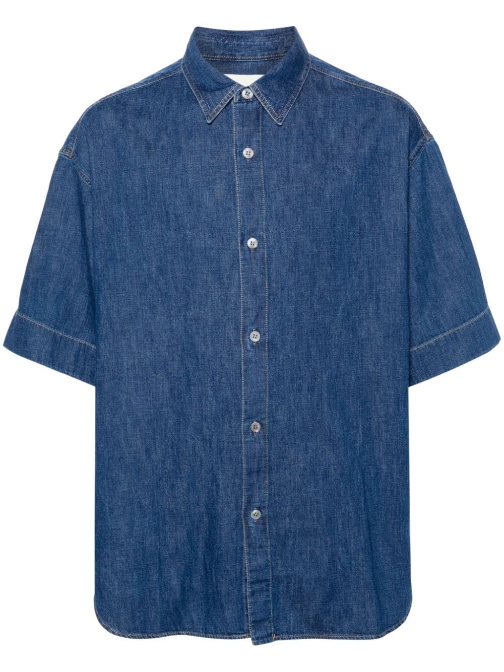 Studio Nicholson Short-Sleeves Denim Shirt - Blue | Editorialist