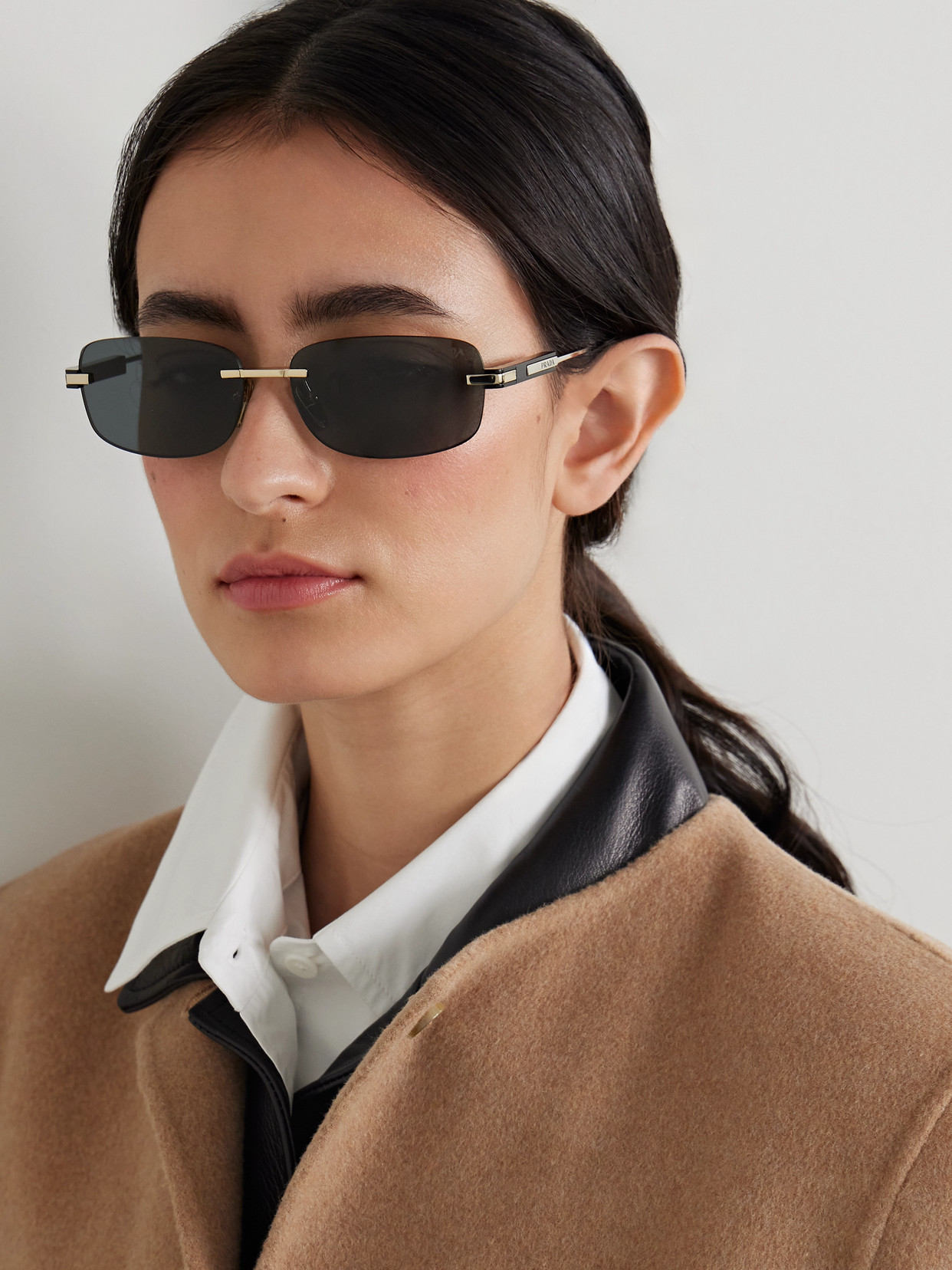 Prada Rimless Rectangle-Frame Sunglasses In Blue - 50% Off