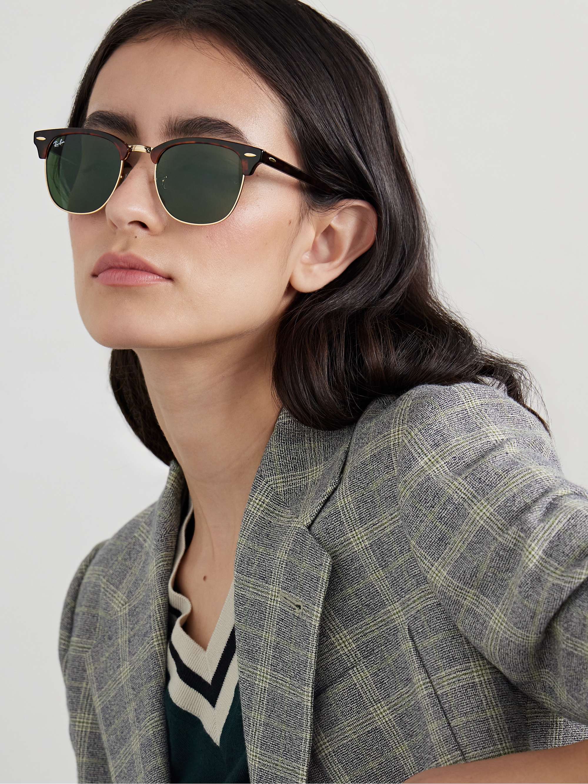 Ray-Ban Clubmaster D-Frame Acetate And Gold-Tone Sunglasses  display picture 1