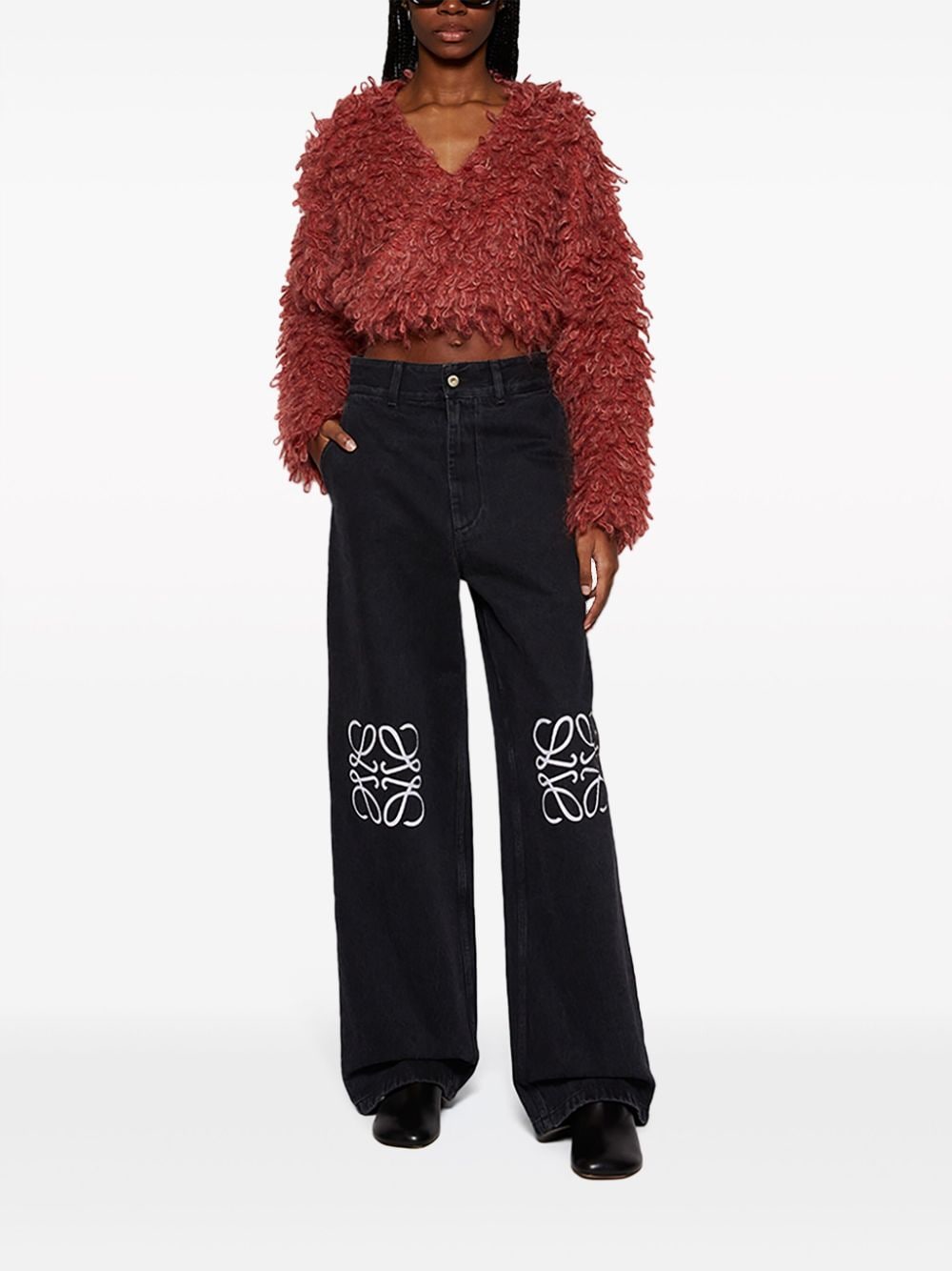 LOEWE LOEWE Anagram Print Wide-Leg Jeans
