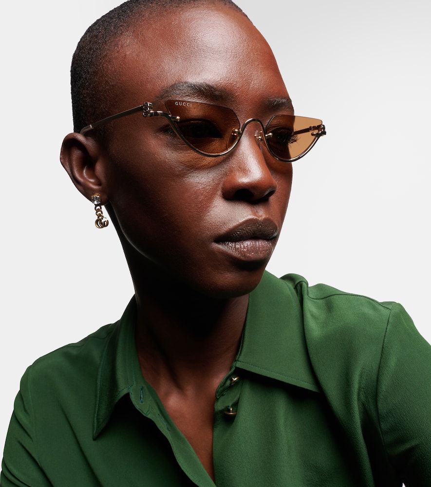 Gucci Black Cat-Eye Sunglasses with Gold Double G Double G cat-eye sunglasses in black - Gucci | Mytheresa main image 2