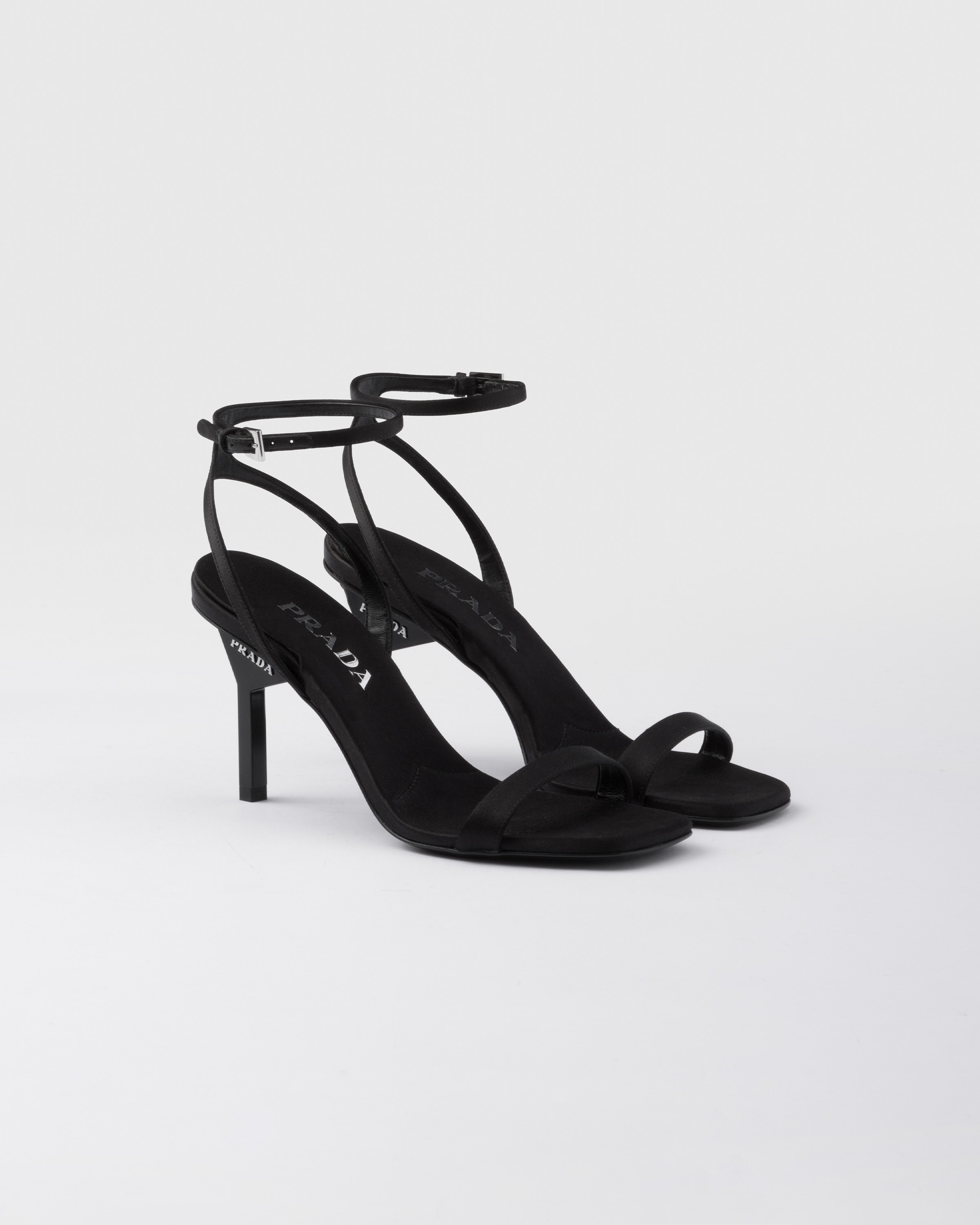 Prada Satin High Heel Sandals - Black | Editorialist display picture 1