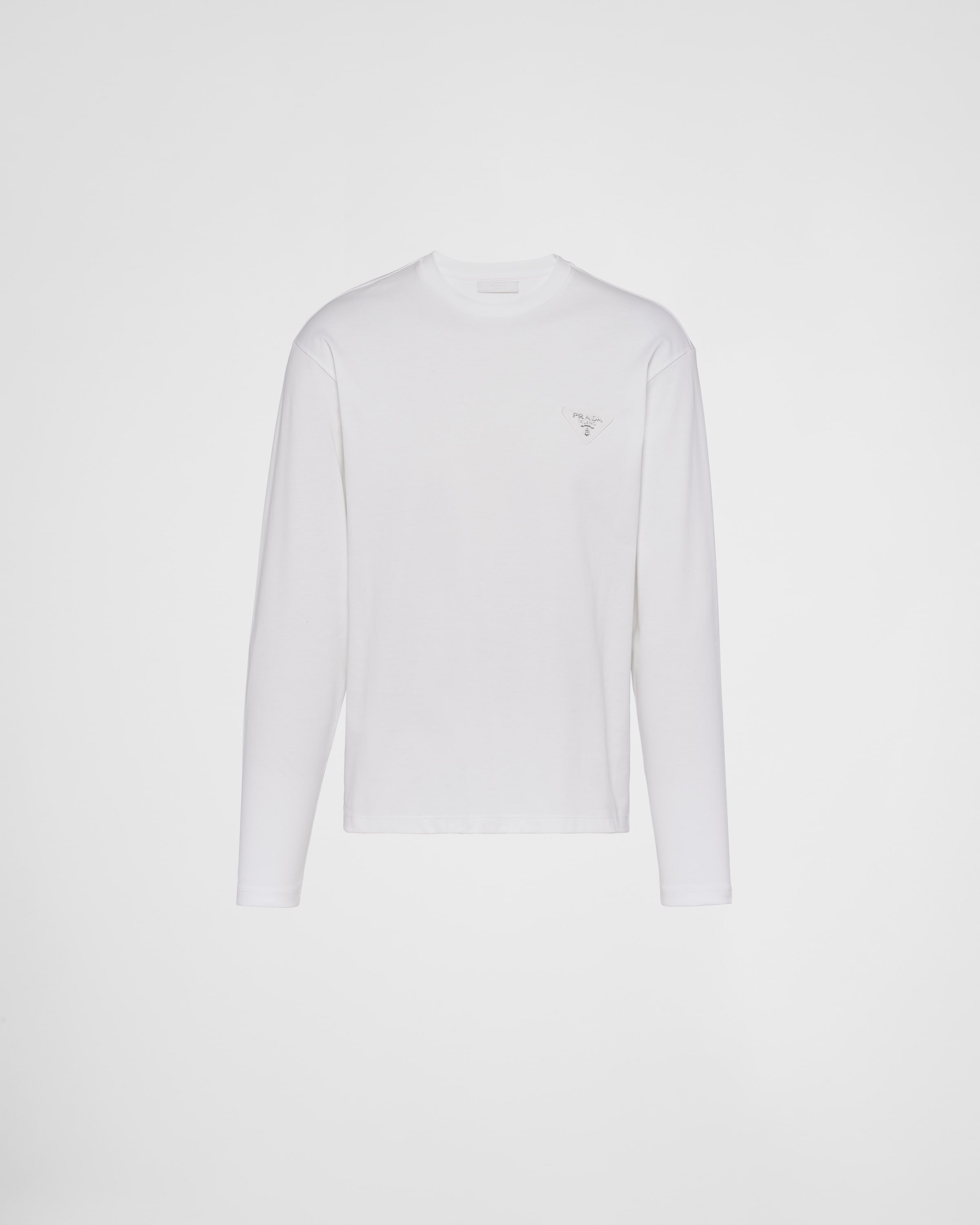 Prada Long-Sleeved Cotton T-Shirt - White | Editorialist