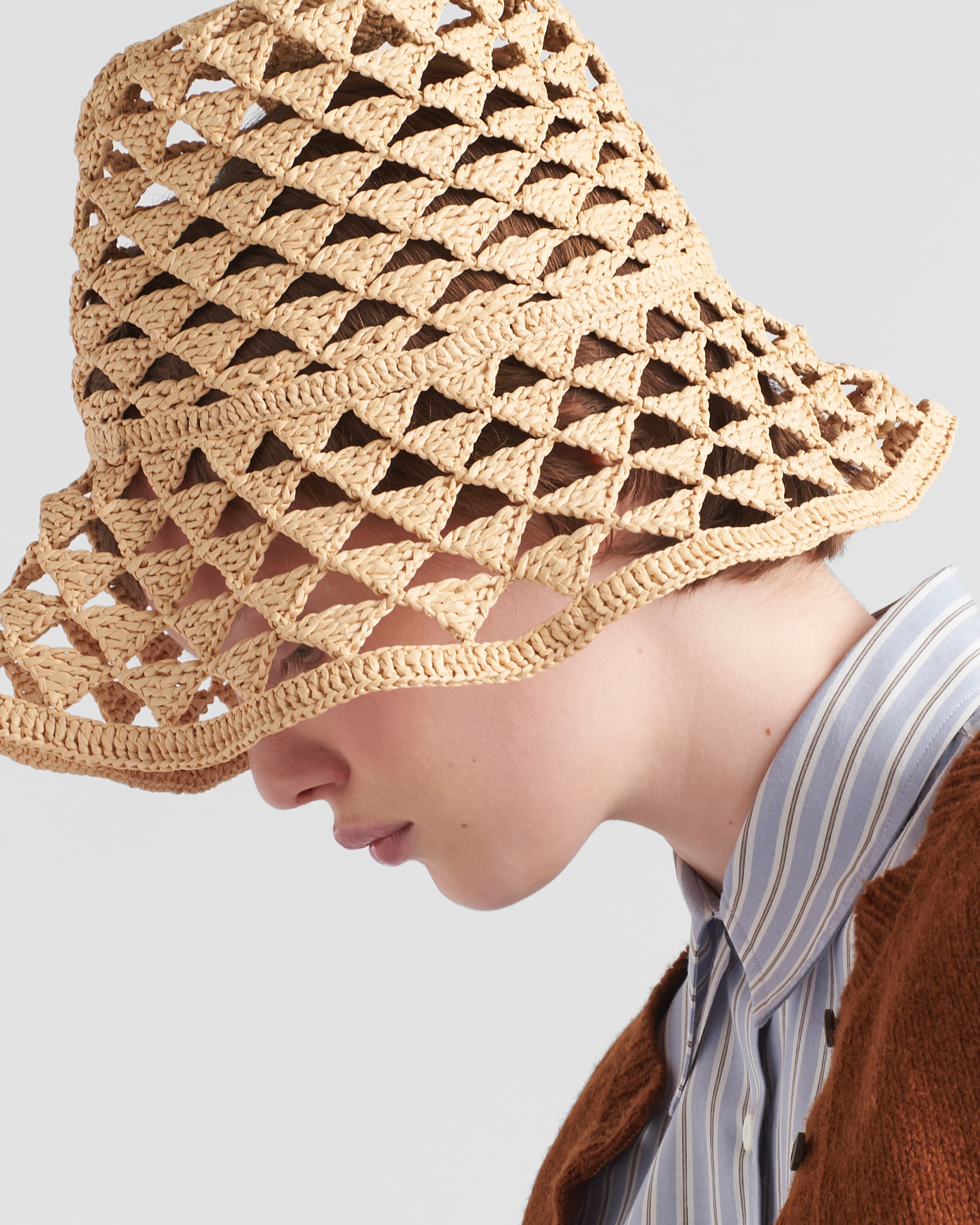 Prada Crochet Hat - Tan/Black | Editorialist display picture 2