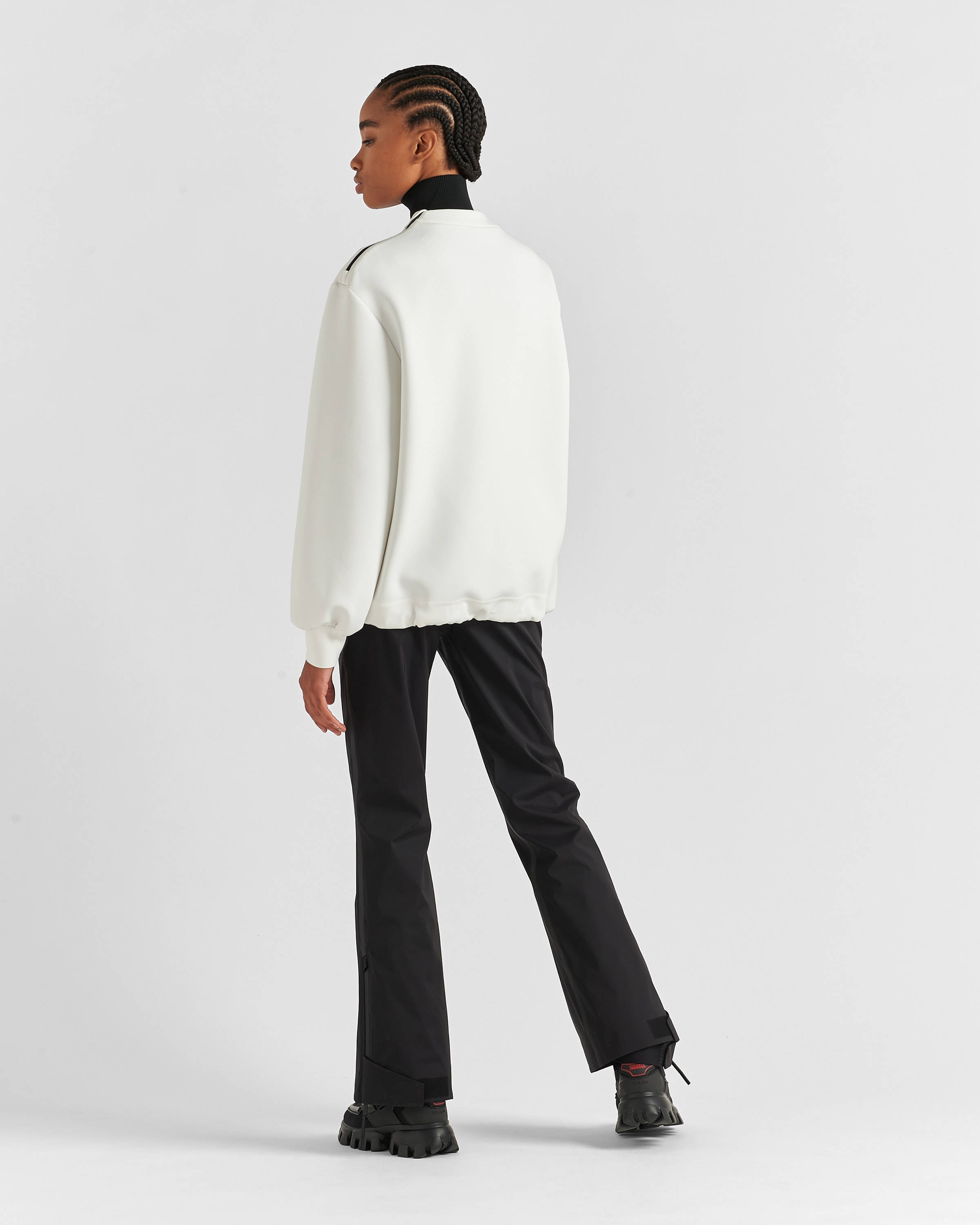Prada Double Jersey Crew-Neck Sweatshirt - White | Editorialist
