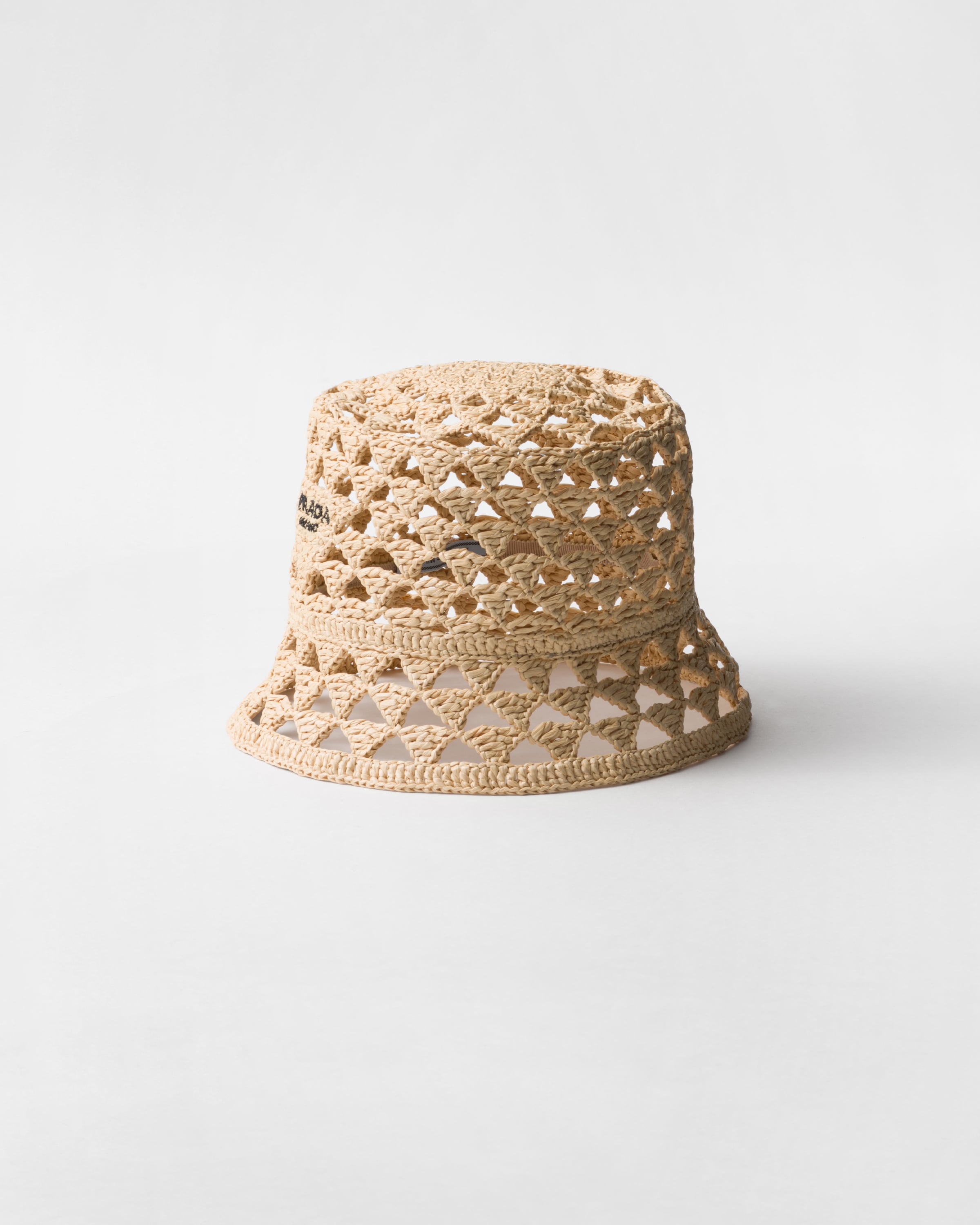 Prada Tan Crochet Straw Bucket Hat with Black Logo OOTD: Pilates ? @spiritualgangster @Prada @SAINT LAURENT  main image 2