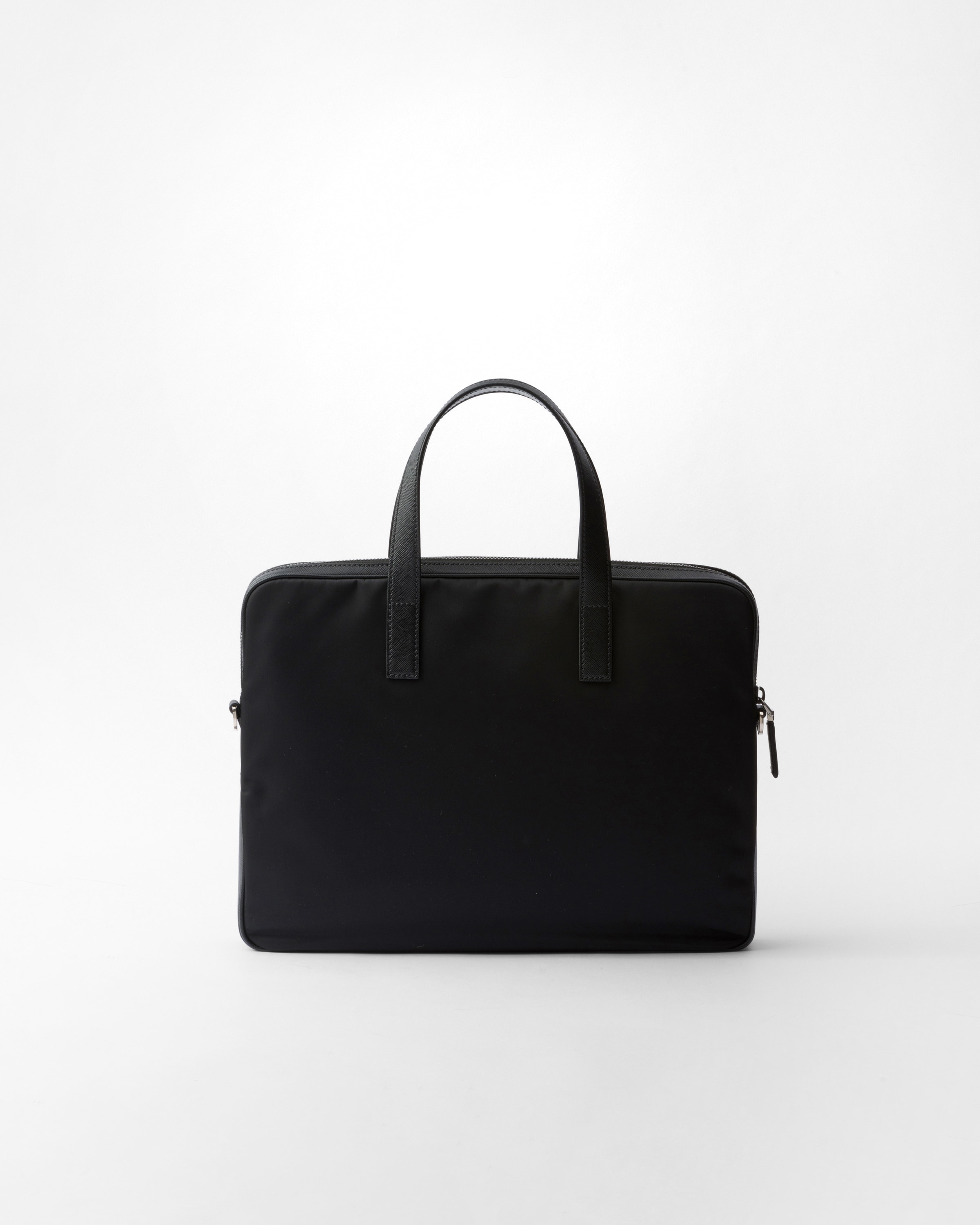 Prada Re-Nylon And Saffiano Leather Briefcase In Black | Editorialist