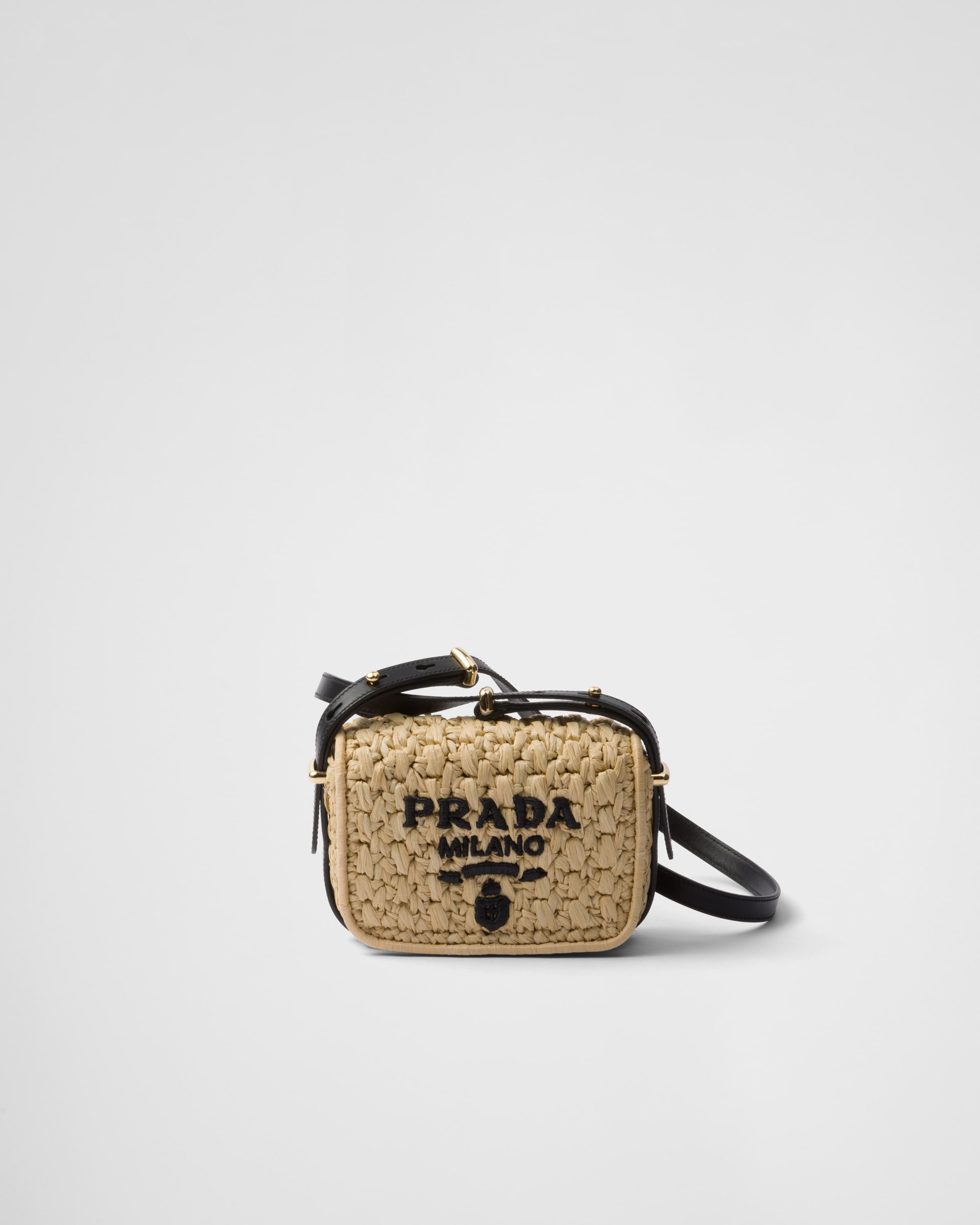 Prada Crochet And Leather Shoulder Bag - Tan/Black | Editorialist
