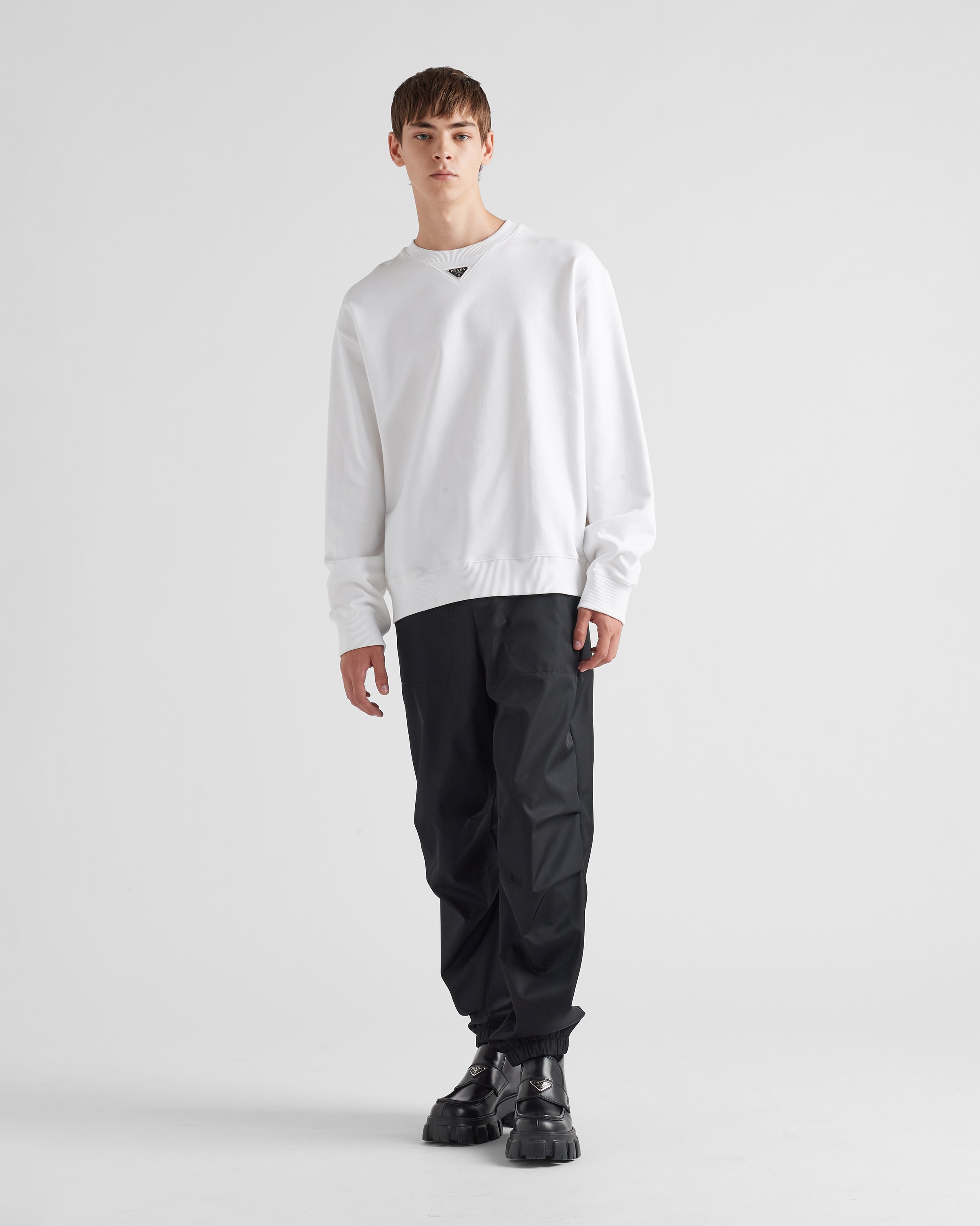 Prada Oversized Cotton Sweatshirt - White | Editorialist