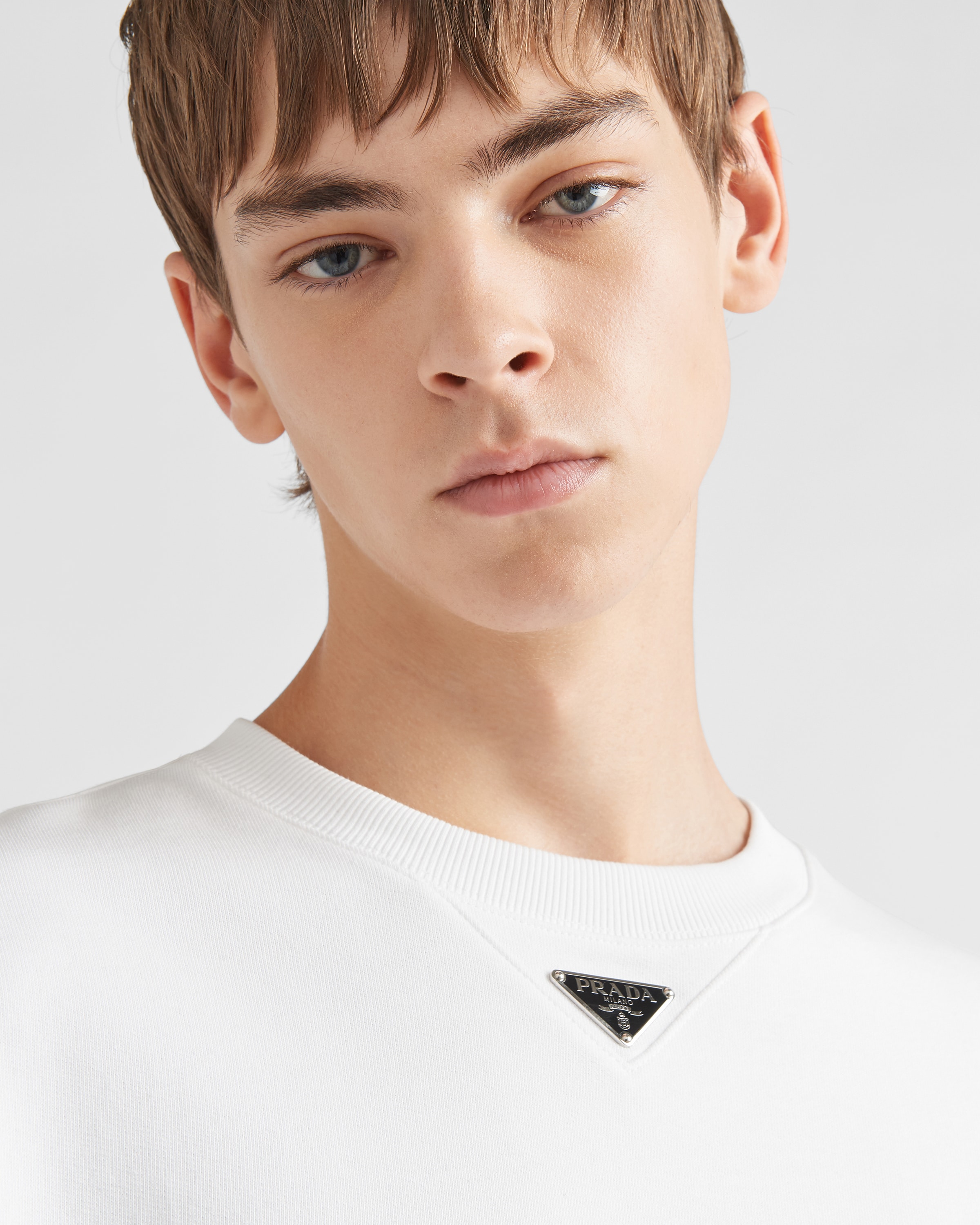 Prada Oversized Cotton Sweatshirt - White | Editorialist