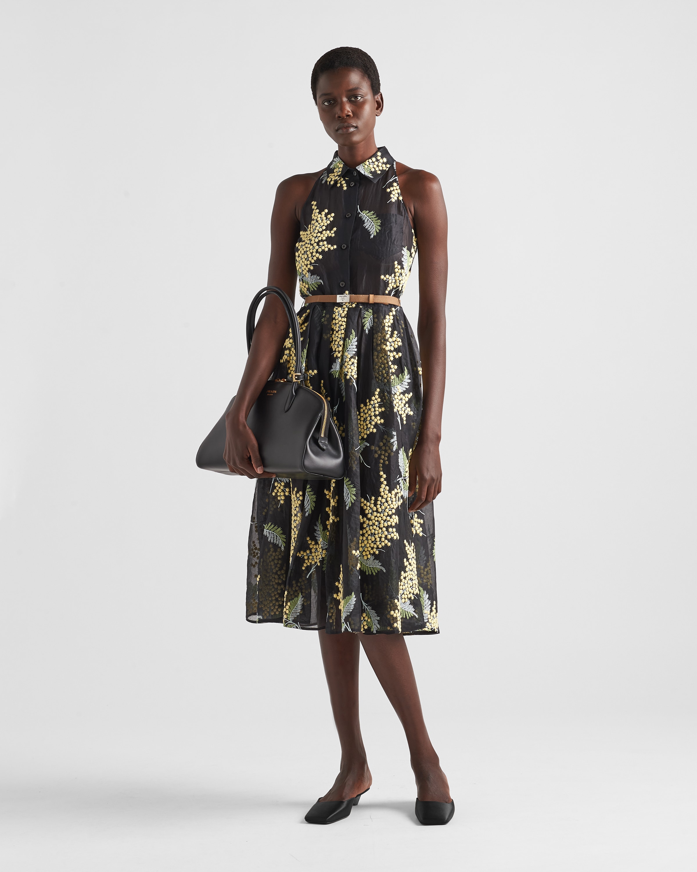Prada Embroidered Organza Dress - Black | Editorialist Prada Embroidered Organza Dress - Black | Editorialist