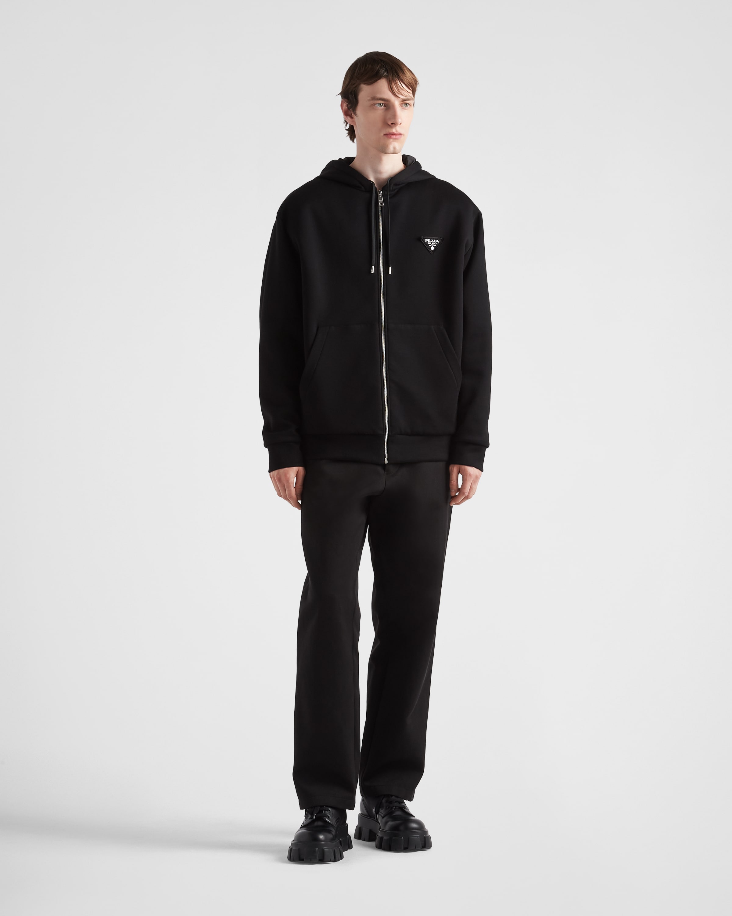 Prada Cotton Fleece Hoodie - Black | Editorialist