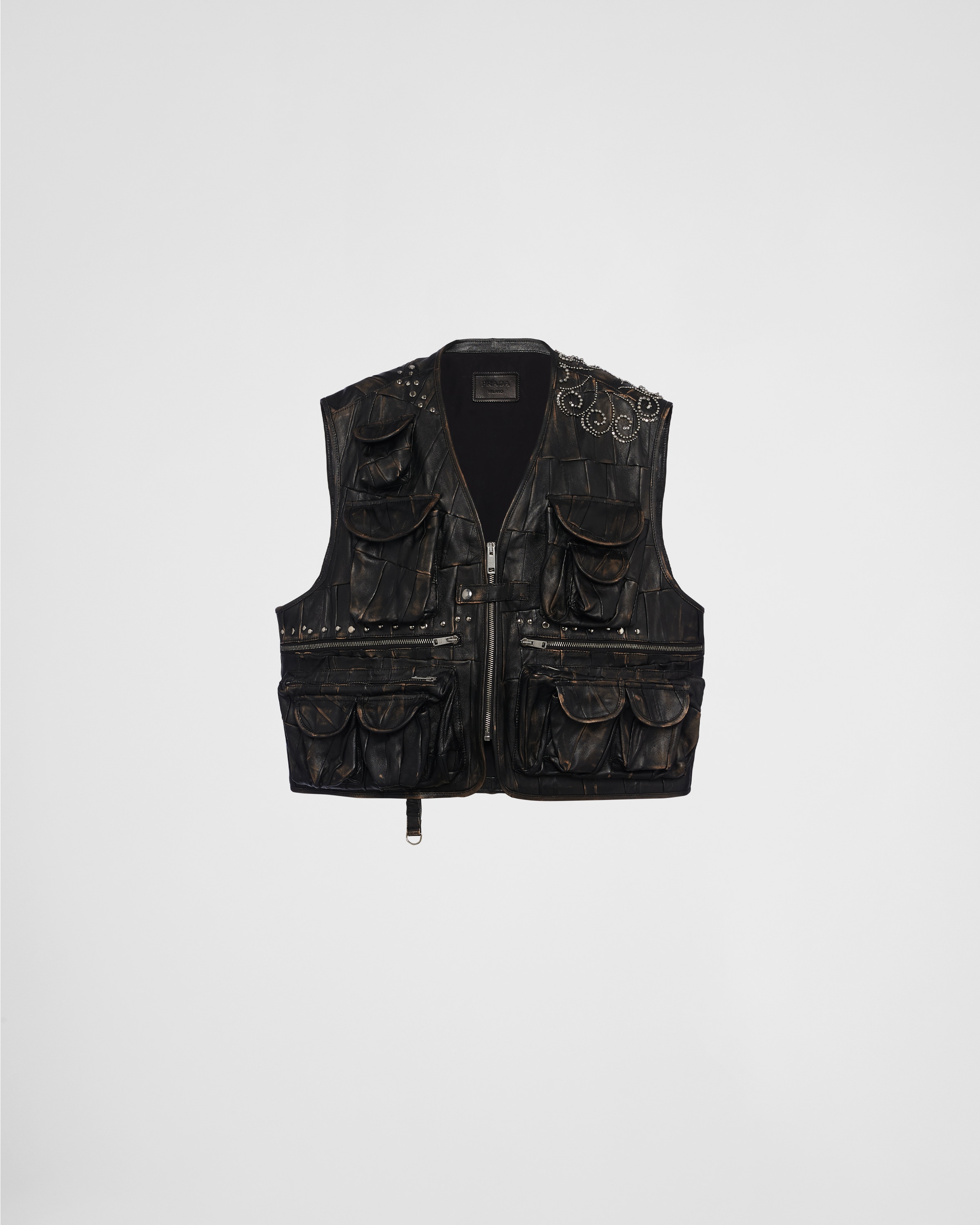 Prada Nappa Leather Patchwork Vest - Black | Editorialist