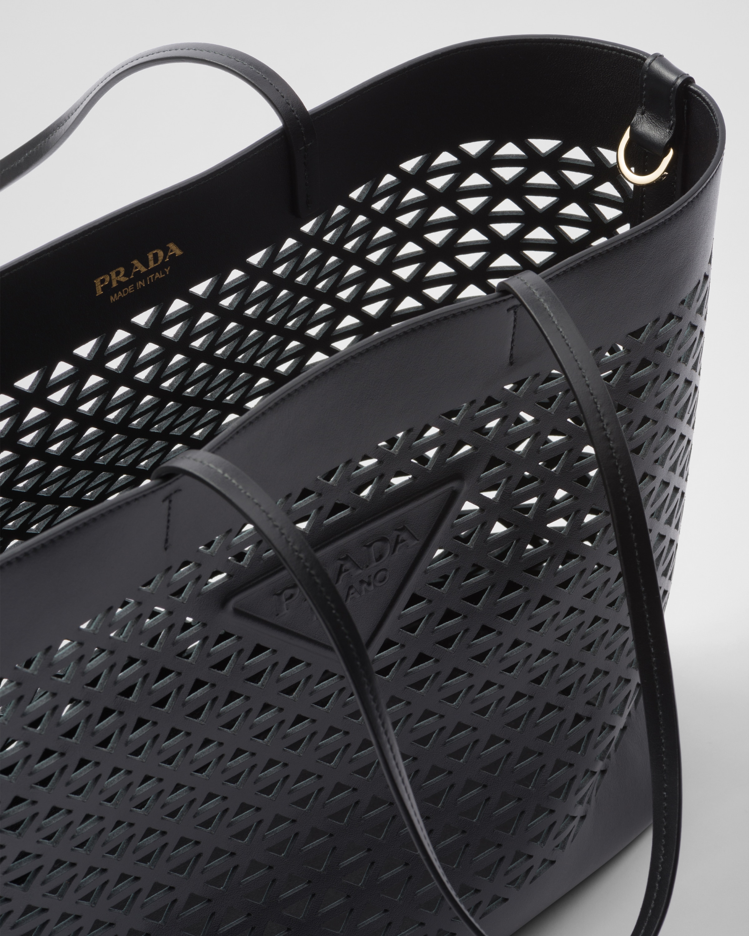 Prada Perforated Leather Tote - Black | Editorialist