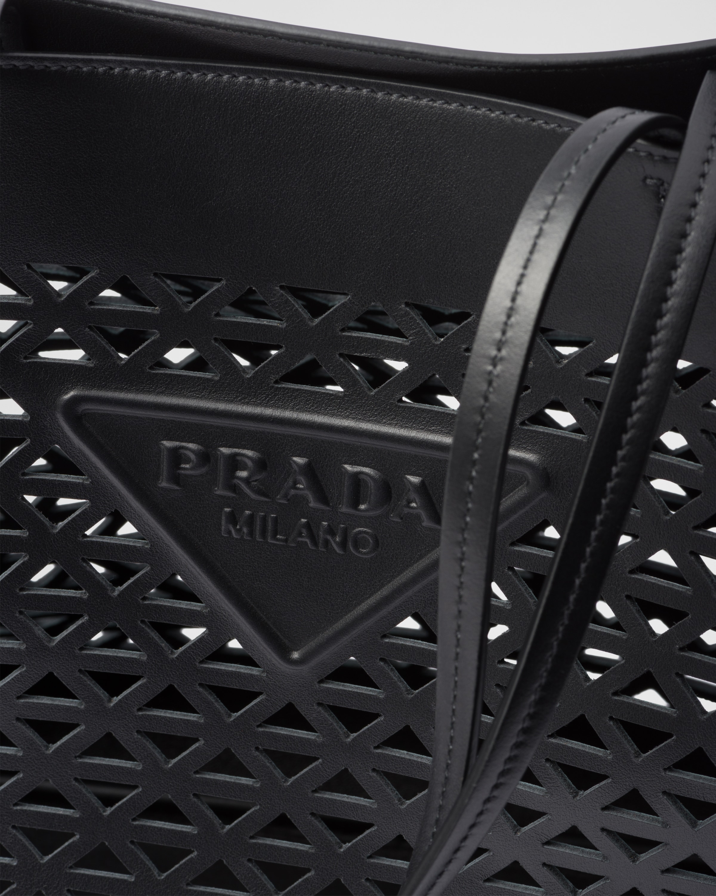 Prada Perforated Leather Tote - Black | Editorialist