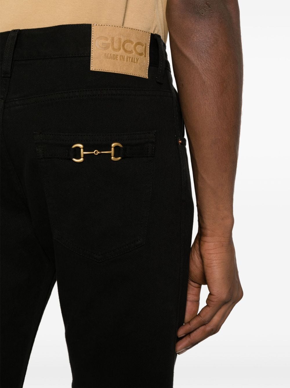Gucci Horsebit Detail Tapered-Leg Jeans In Black | Editorialist