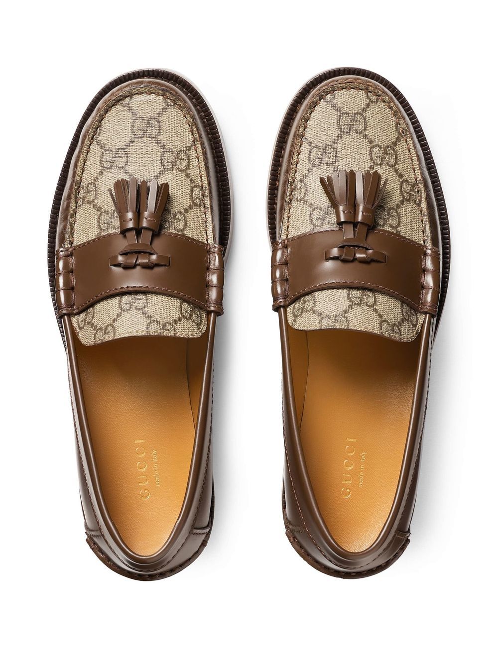 Gucci Gg Supreme Loafers In Brown - 42% Off | Editorialist display picture 1