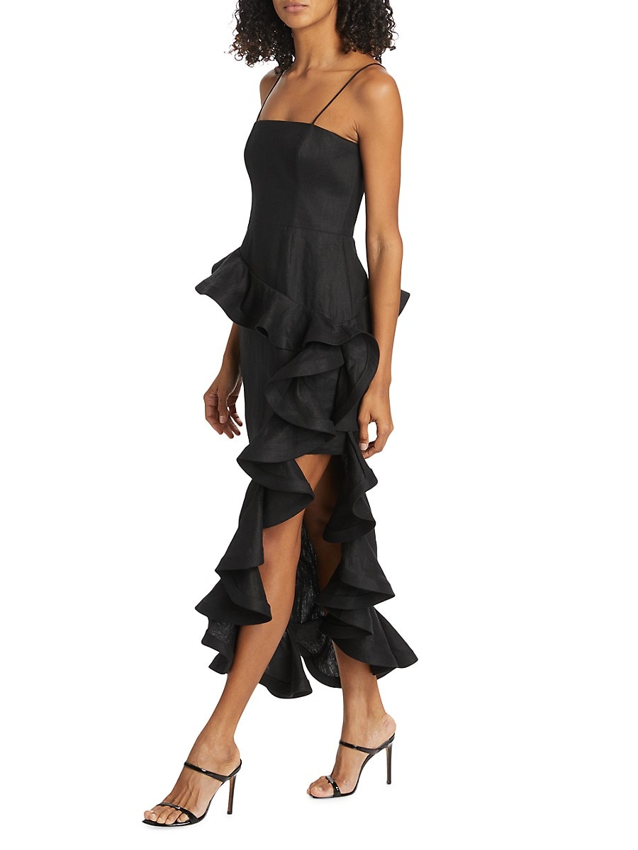 zimmermann harmony asymmetric midi dress Buy Tango Linen Midi-dress - Black At 70% Off smooth