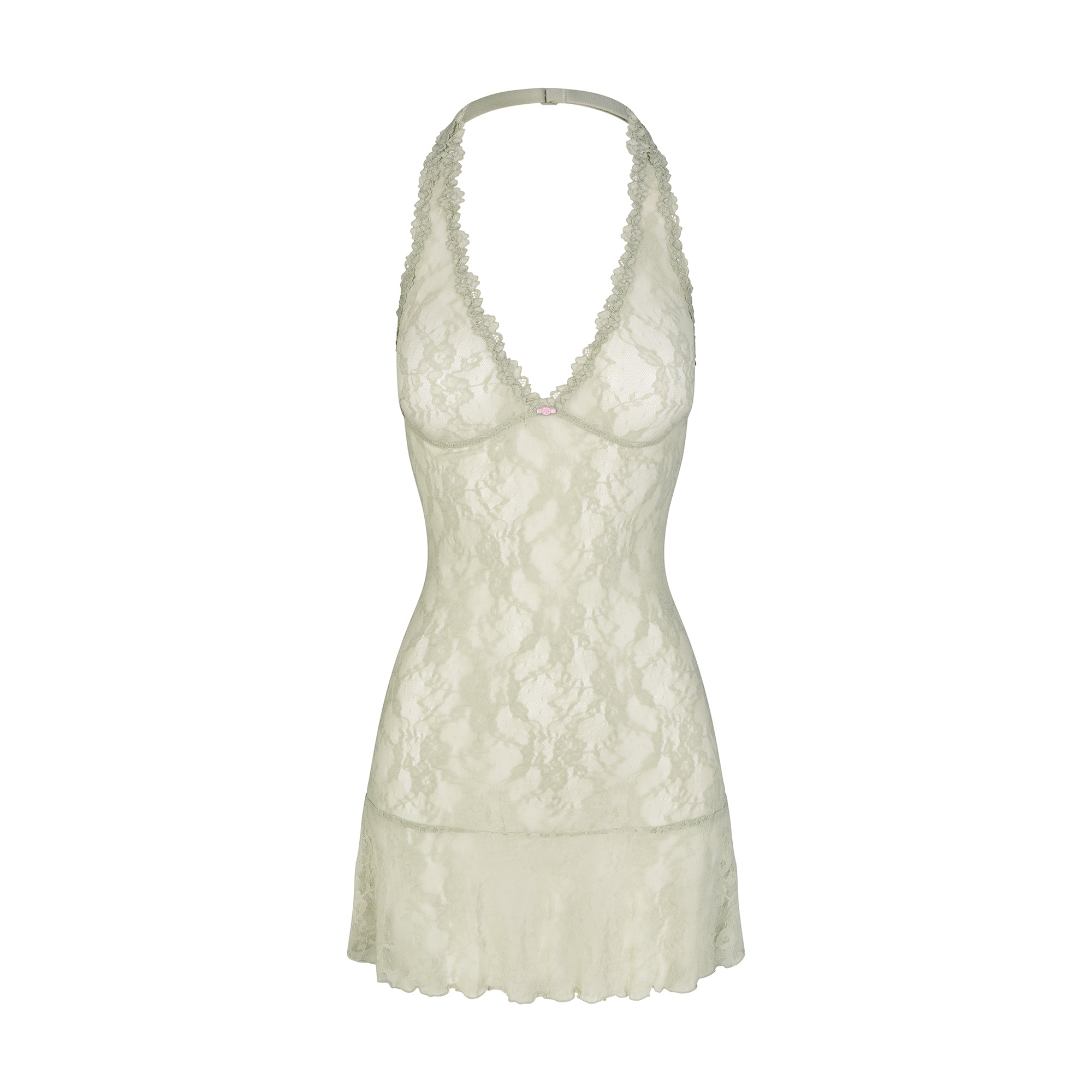 skims lace halter mini dress Stretch - Onyx Skims sheer