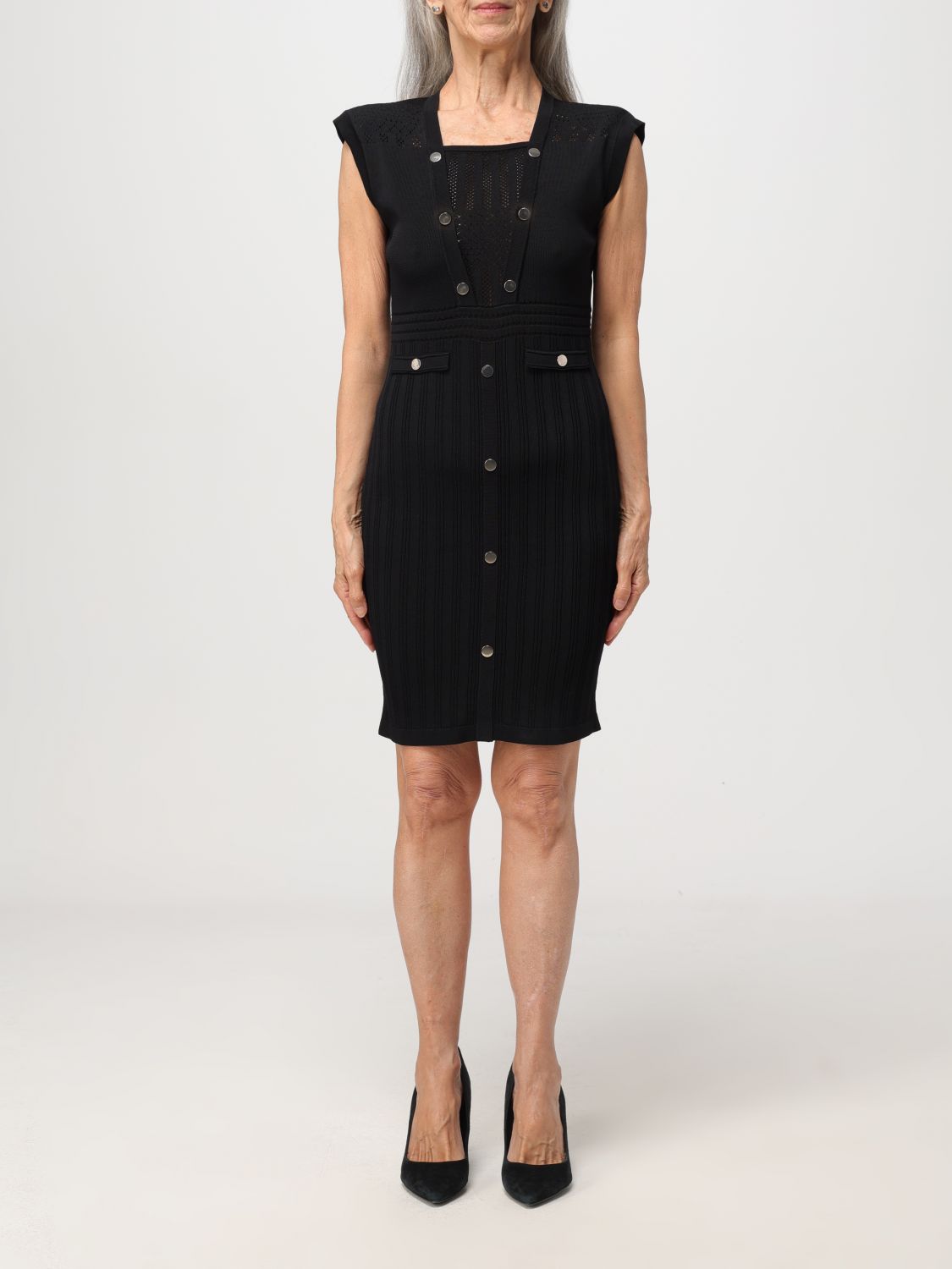 LIU JO Liu Jo Black Sleeveless Buttoned Dress