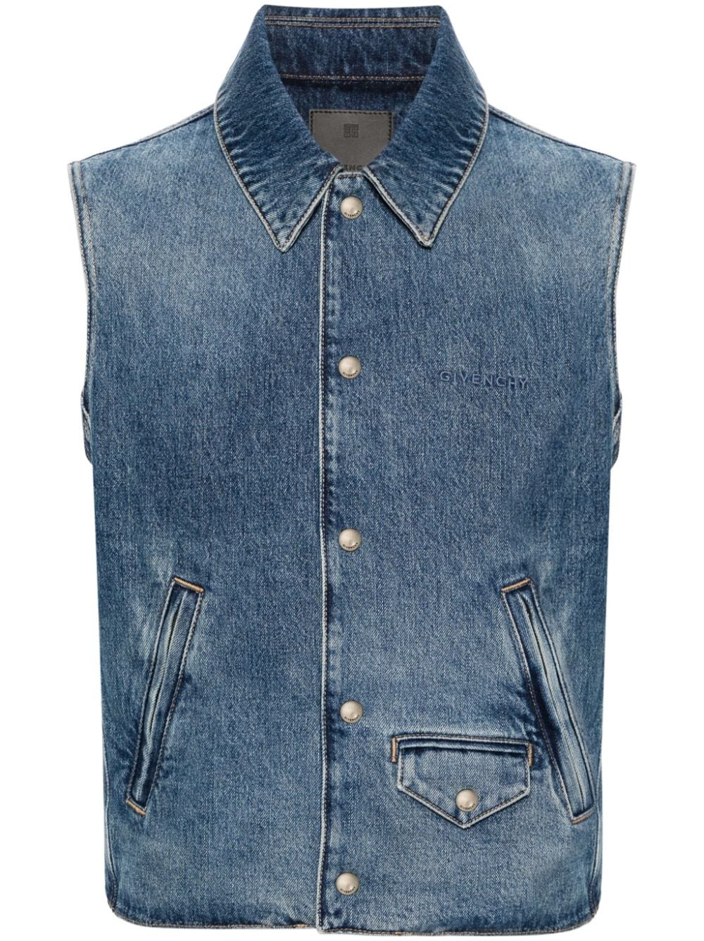 GIVENCHY Givenchy Logo-Embroidered Denim Vest