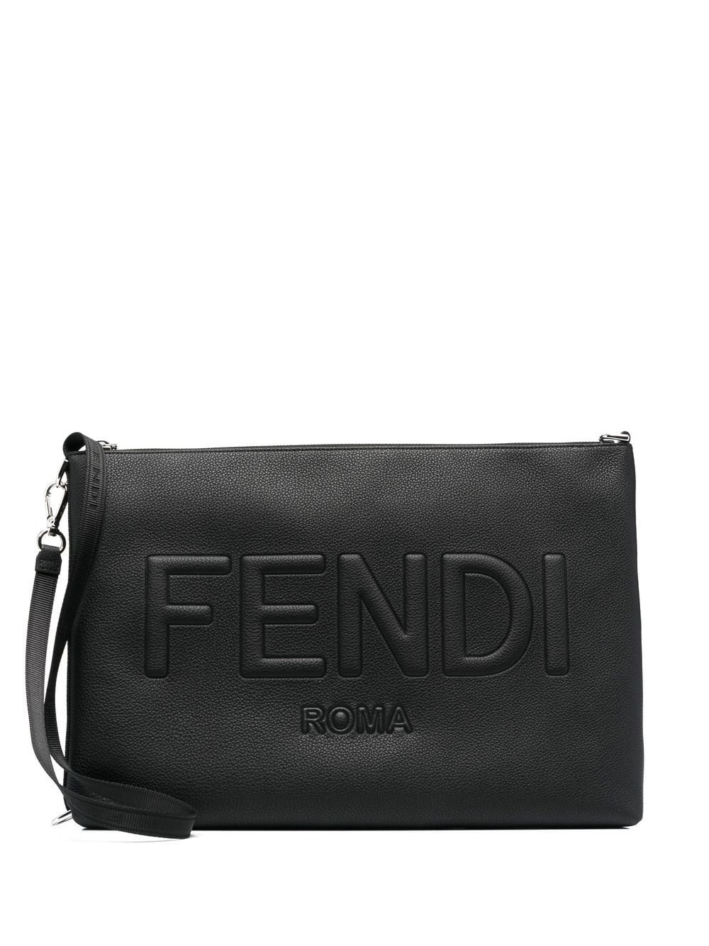 バッグ FENDI black leather clutch bag Buy Fendi Embossed-logo Clutch - Black At 27% Off | Editorialist