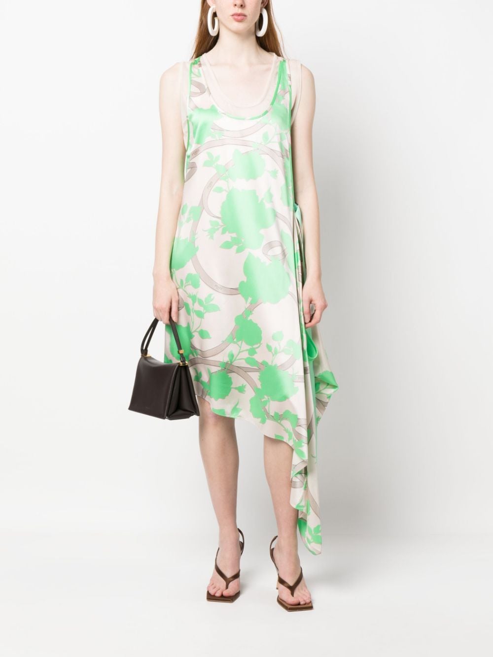 FENDI FENDI Floral-Motif Draped Silk Dress