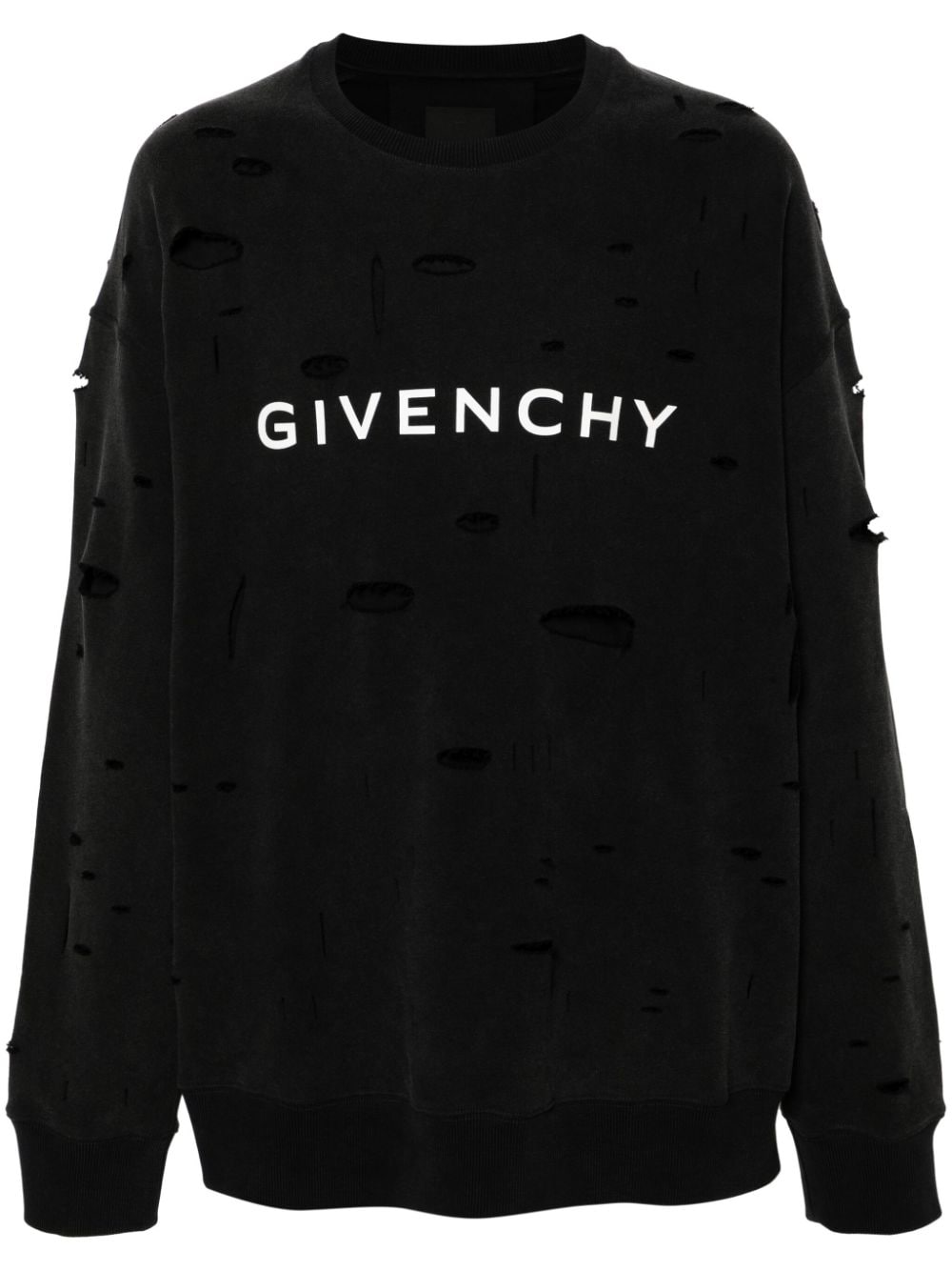 Givenchy Archetype Ripped Cotton Sweatshirt In Black 53% Off