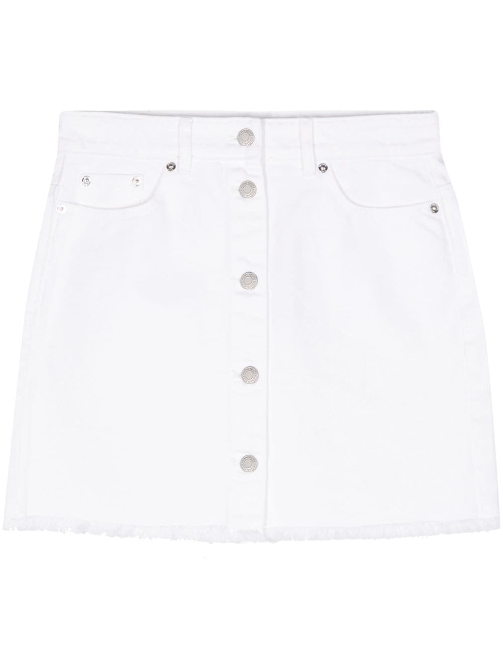 Michael Kors Frayed Denim Mini Skirt In White 55% Off Editorialist