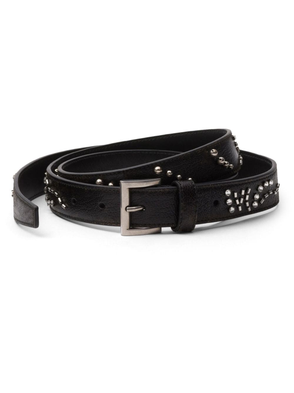 Prada Black Suede Belt with Crystal-Studded Buckle Prada Crystal Buckle Belt from seller  main image 4