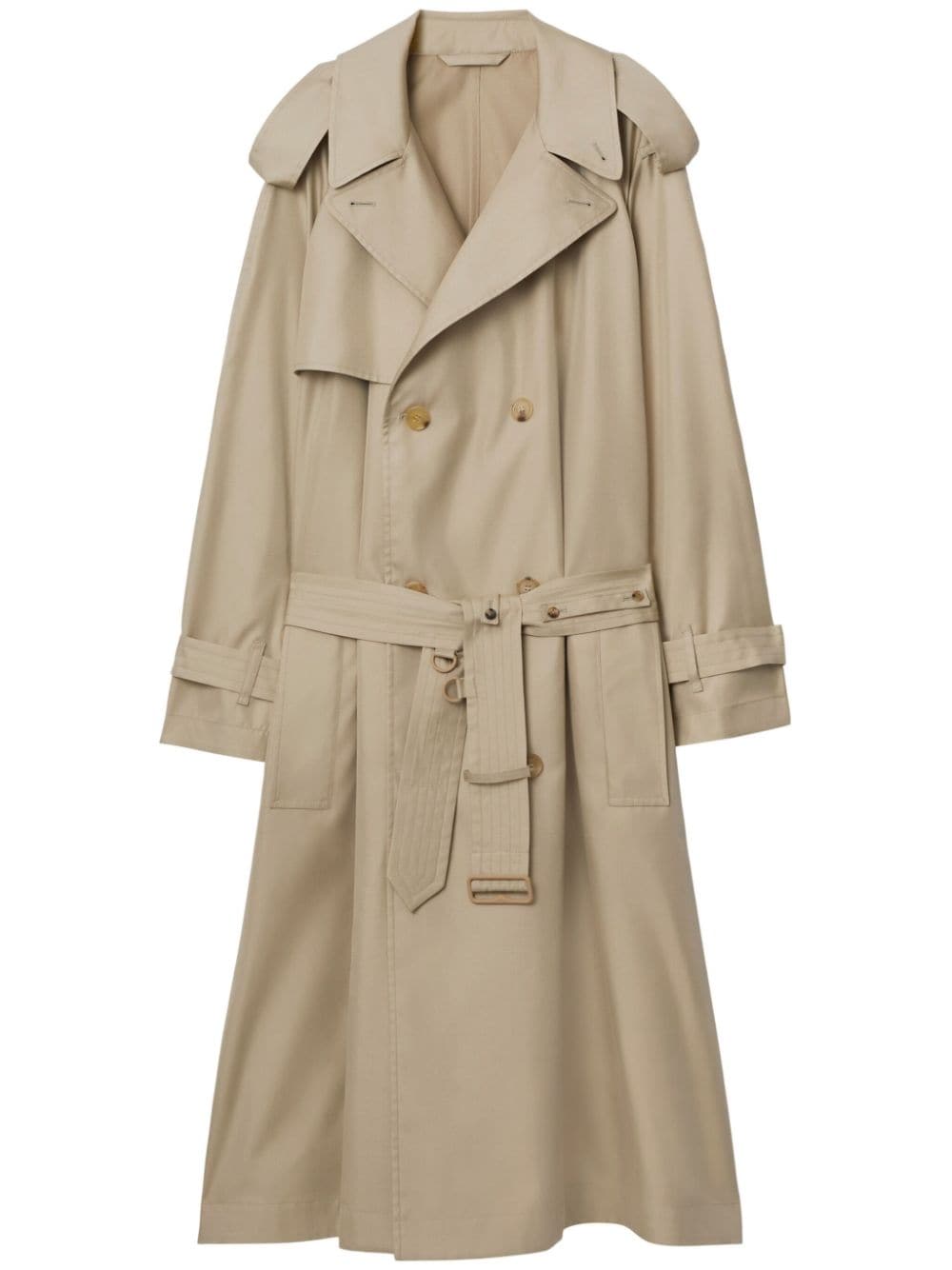 Burberry Double-Breasted Silk Trench Coat - Neutrals - 59% Off