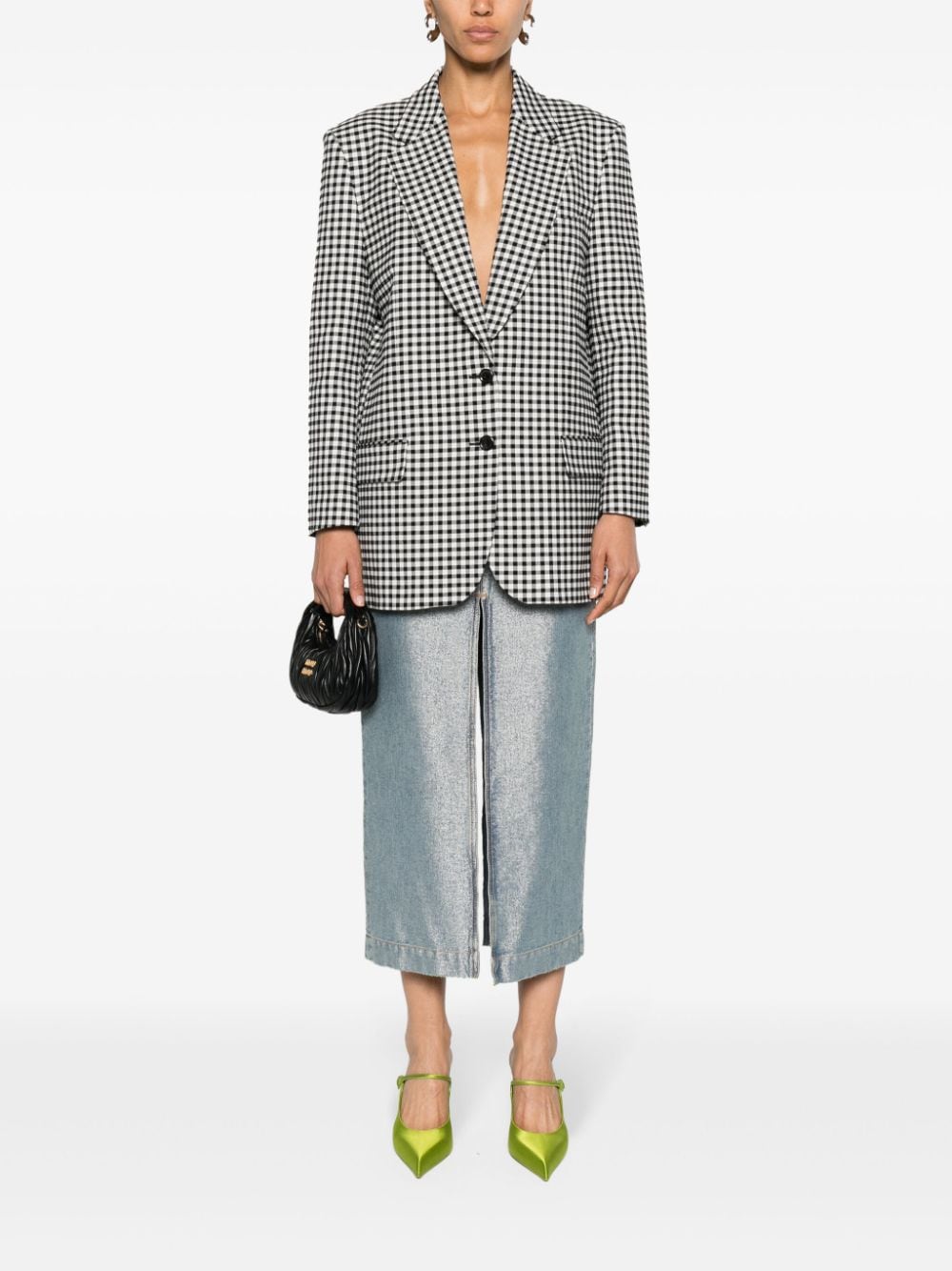 MOSCHINO Gingham-Check Single-Breasted Blazer