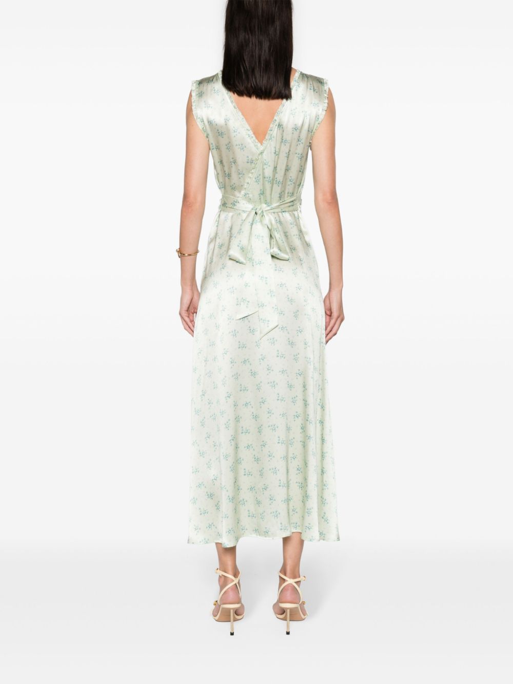 doen tahlia silk maxi dress in green Buy DEN Green Tahlia Midi Dress in Silk For Women Online