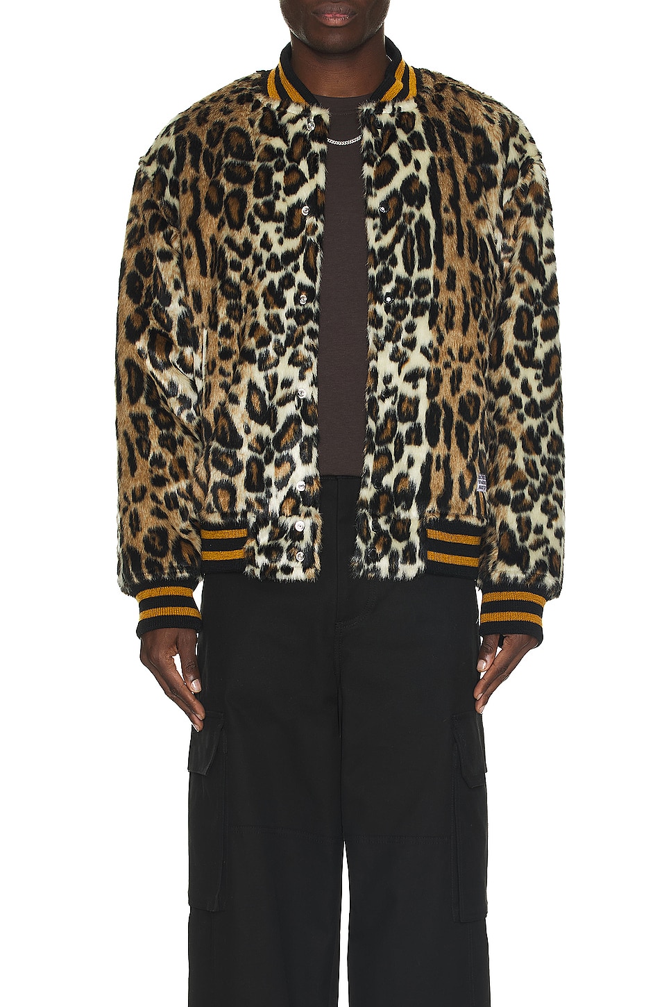 WACKO MARIA　LEOPARD FUR VARSITY JACKET Wacko Maria Fur Leopard Varsity Jacket In Beige - 71% Off