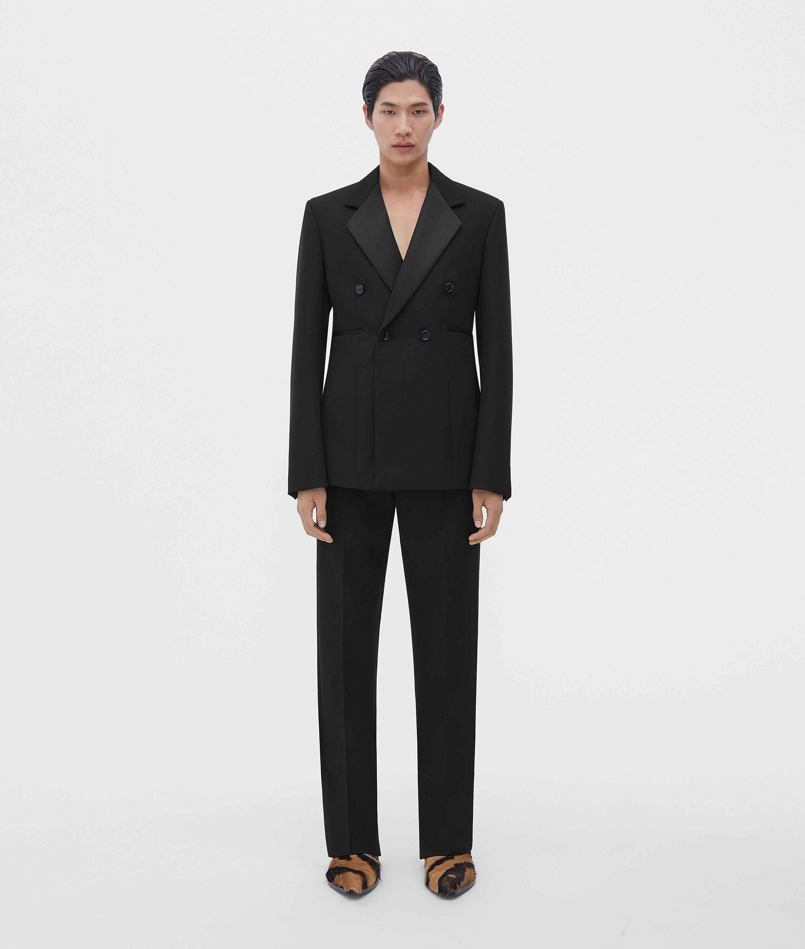 Bottega Veneta Compact Wool And Satin Jacket - Black | Editorialist