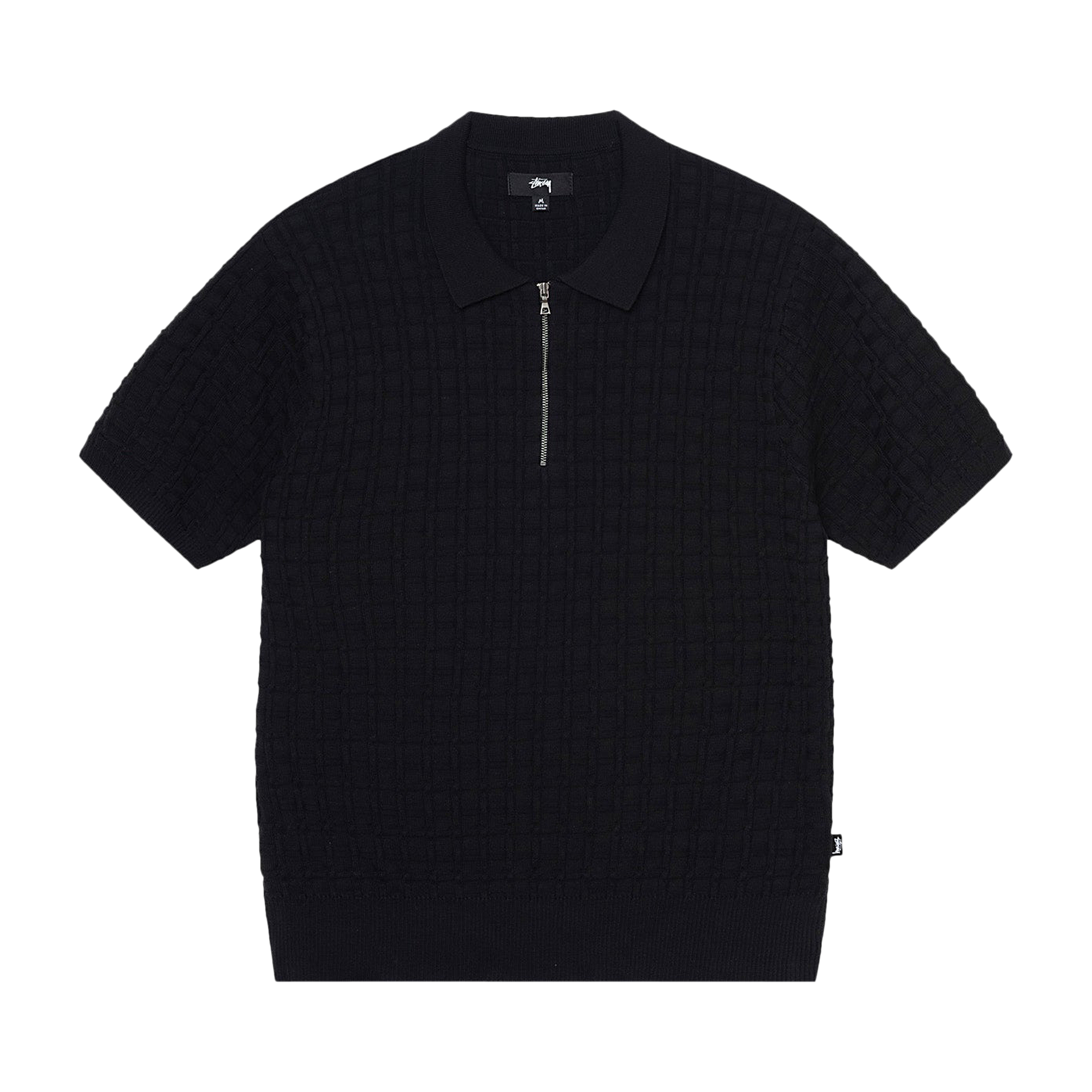 StüSsy Pigment Dyed Pique Polo - Black | Editorialist